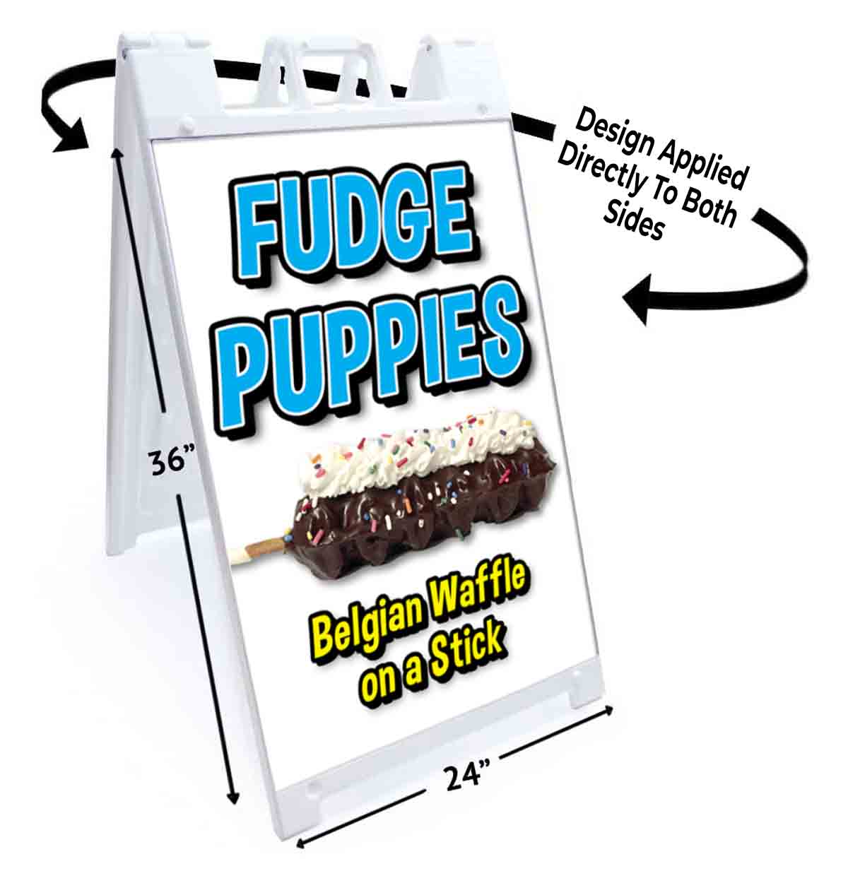 FUDGE PUPPIES Signicade 24x36 Aframe Sidewalk Decal Sign Banner DESSERT ...