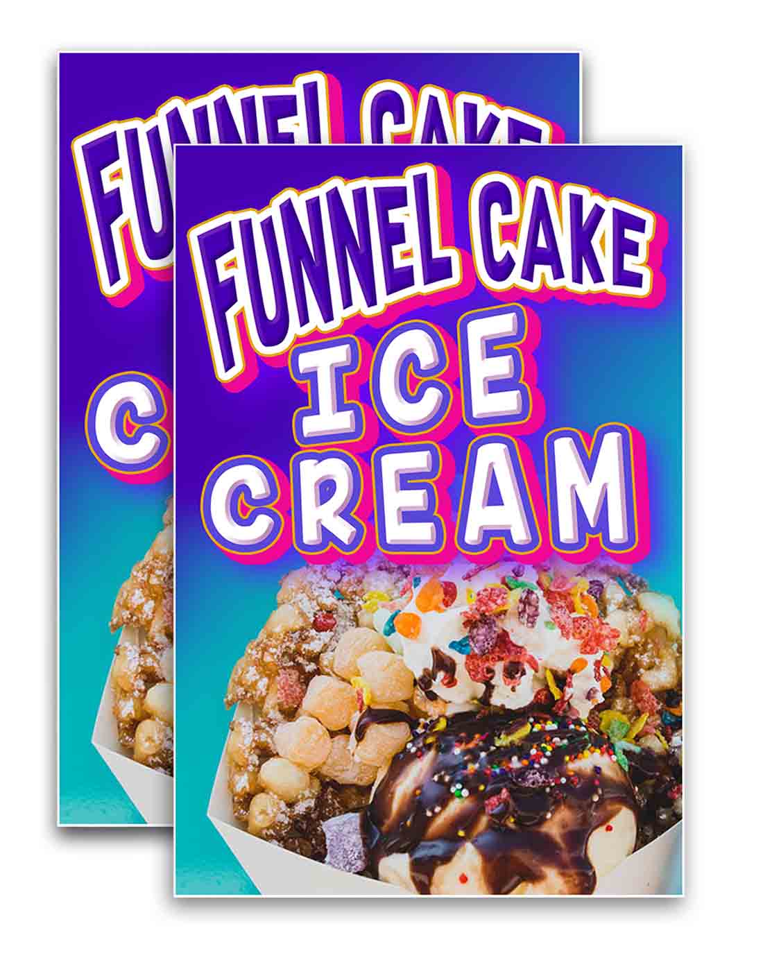 Funnel Cake Ice Cream (24" X 36") Vinyl Decal Only (Pack of 2) |Sign ...