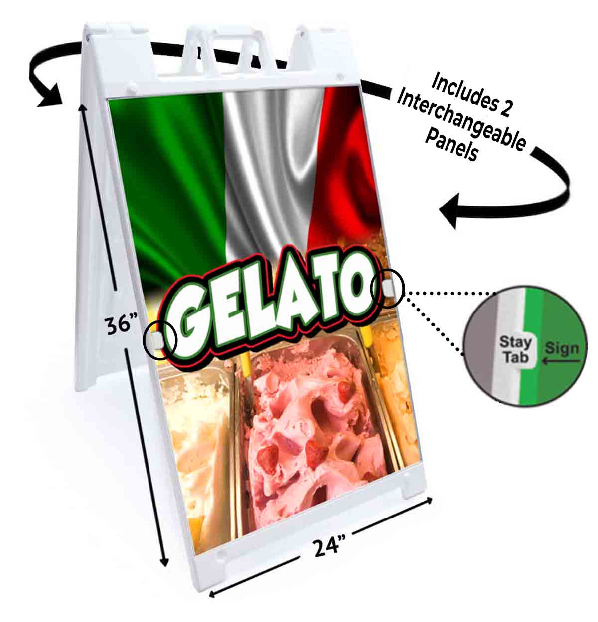 GELATO Signicade 24x36 Aframe Sidewalk Sign Banner Decal FOOD | eBay