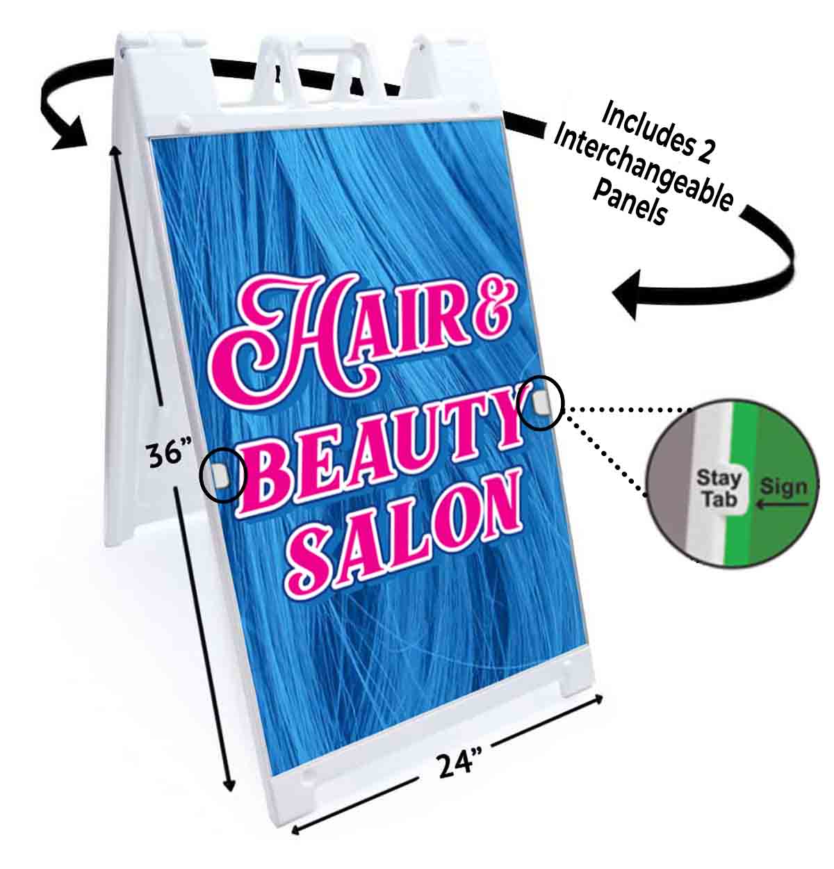HAIR BEAUTY SALON Signicade 24x36 Aframe Sidewalk Decal Sign Banner ...
