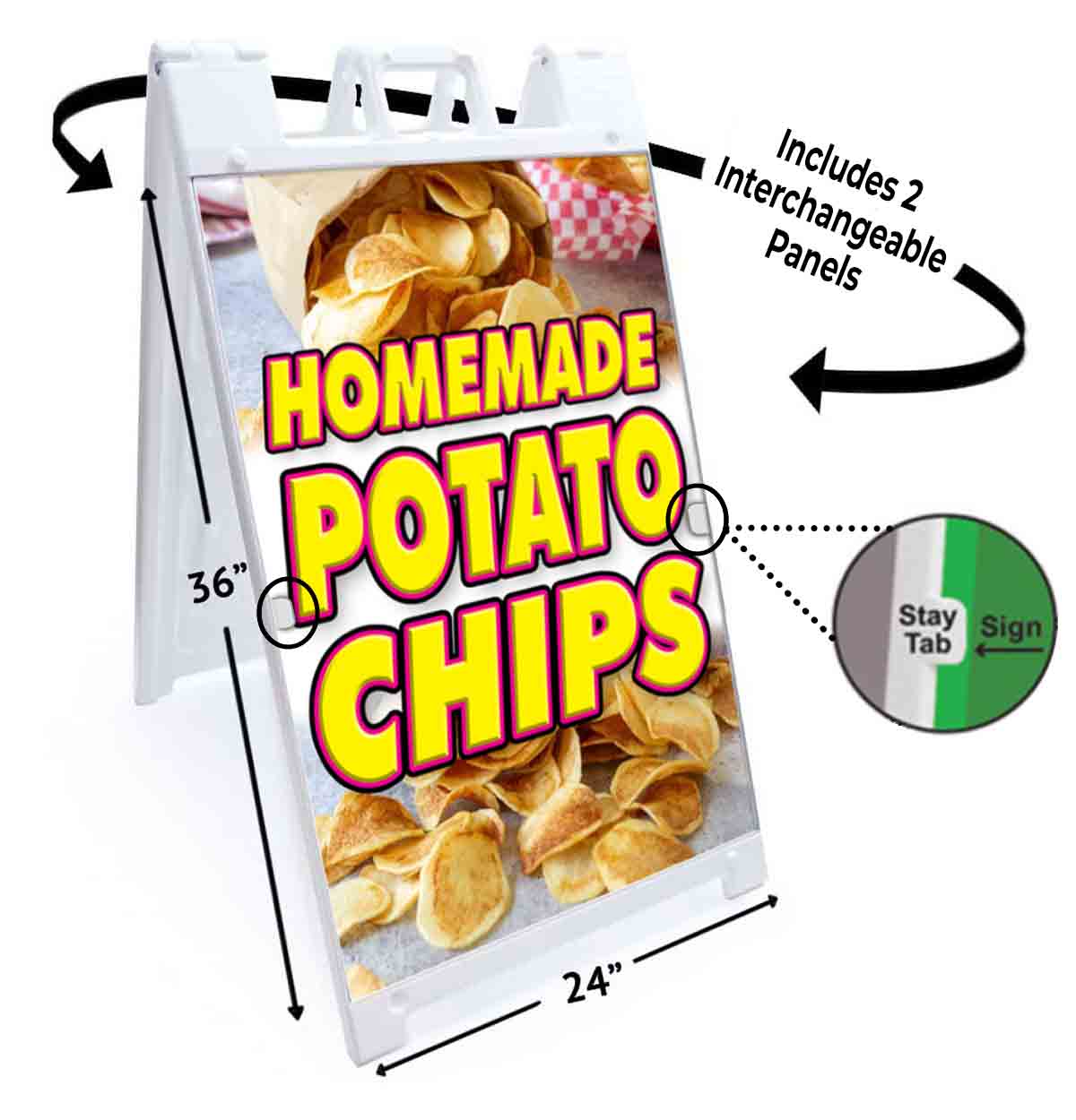HOMEMADE CHIPS Signicade 24x36 Aframe Sidewalk Sign Banner Decal FOOD ...