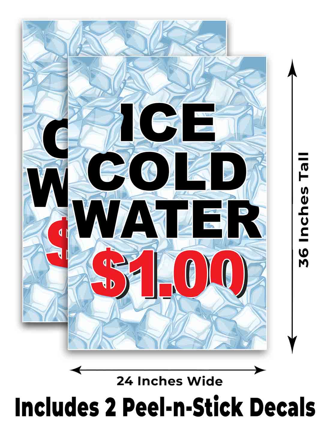ICE COLD WATER $1.00 Signicade 24x36 Aframe Sidewalk Sign Banner Decal ...