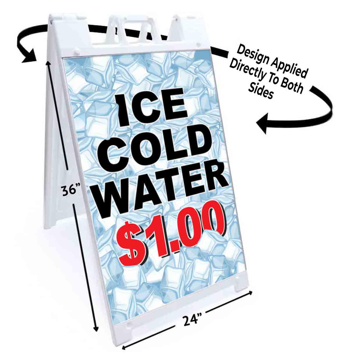 ICE COLD WATER $1.00 Signicade 24x36 Aframe Sidewalk Sign Banner Decal ...