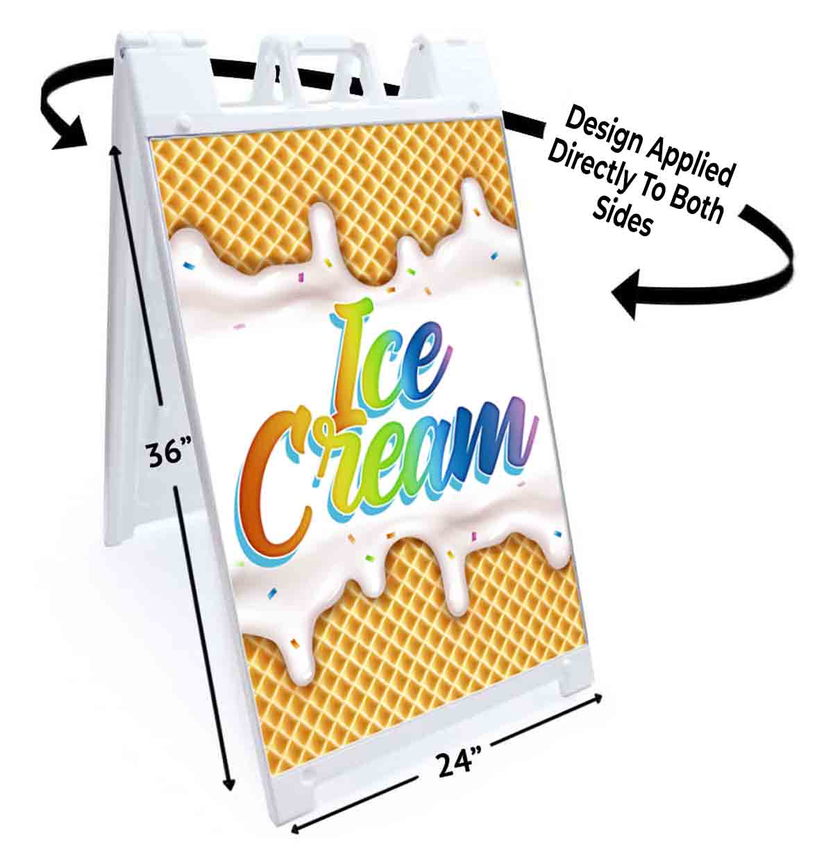 ICE CREAM Signicade 24x36 Aframe Sidewalk Sign Banner Decal DESSERT ...
