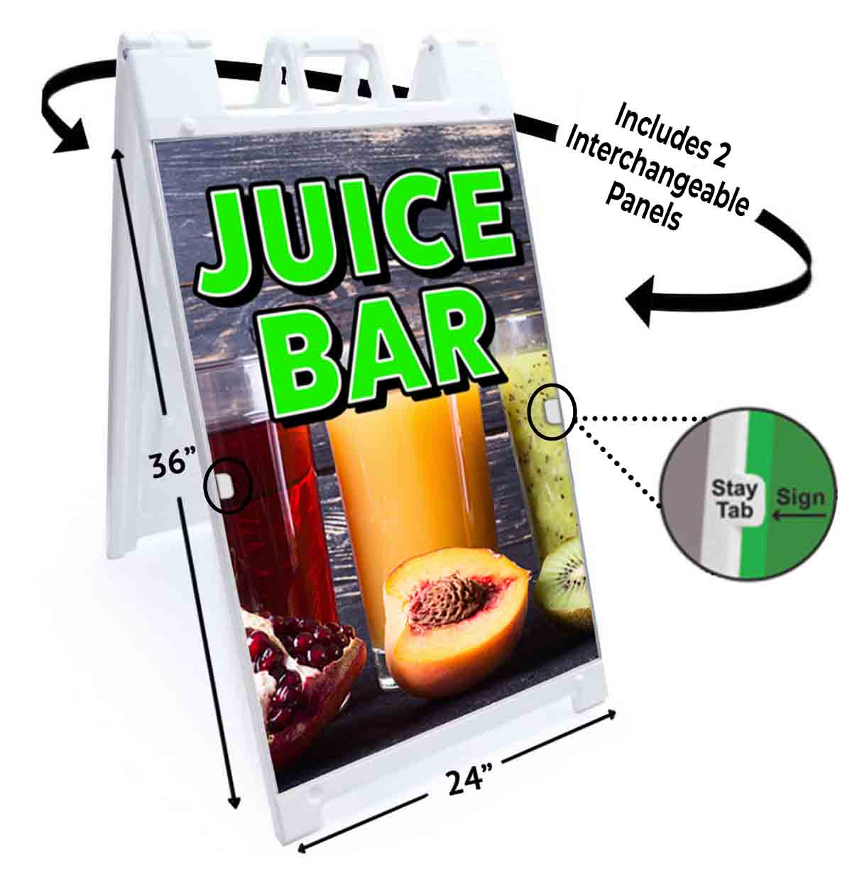 JUICE BAR Signicade 24x36 Aframe Sidewalk Decal Sign Banner FOOD DRINKS ...