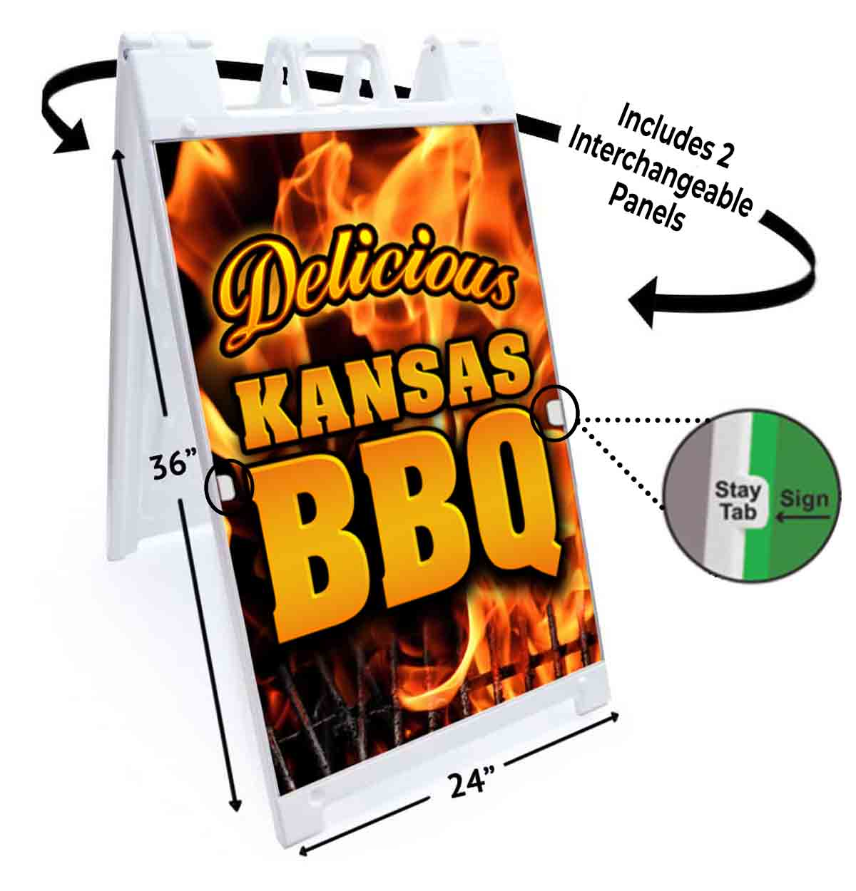 KANSAS BBQ Signicade 24x36 Aframe Sidewalk Sign Banner Decal BARBEQUE ...
