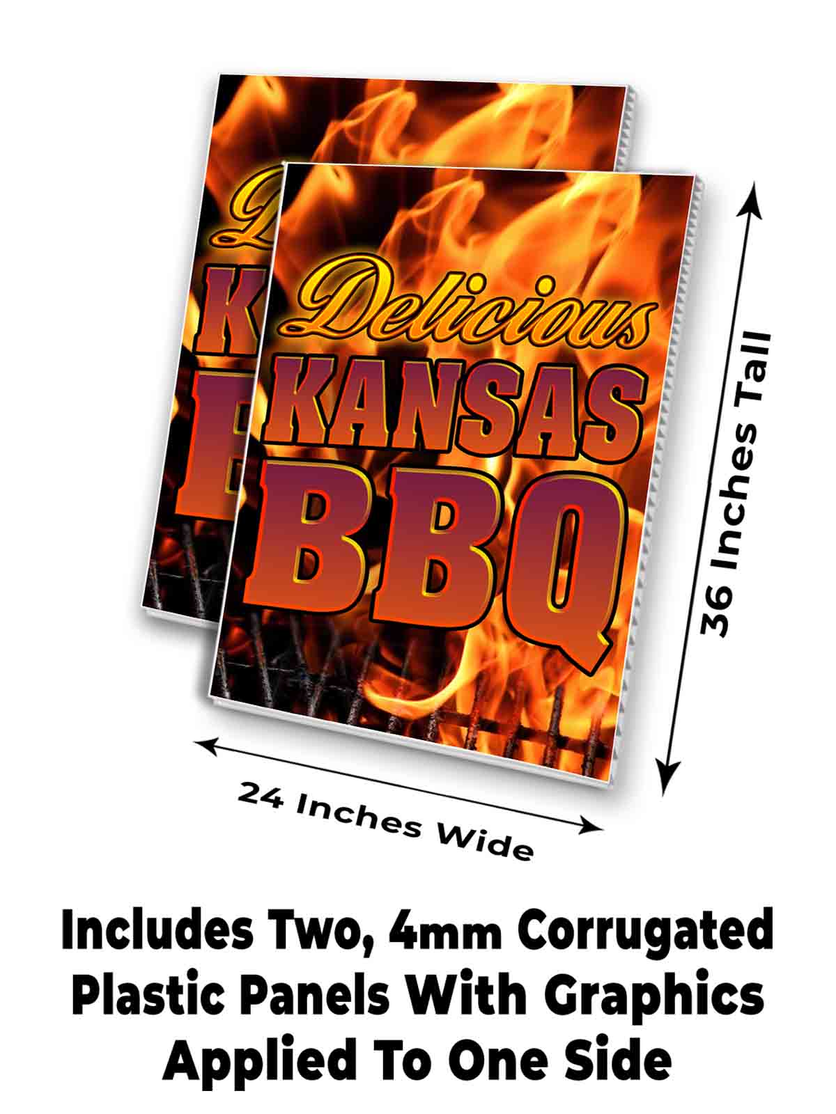 DELICIOUS KANSAS BBQ Signicade 24x36 Aframe Sidewalk Sign Banner Decal ...