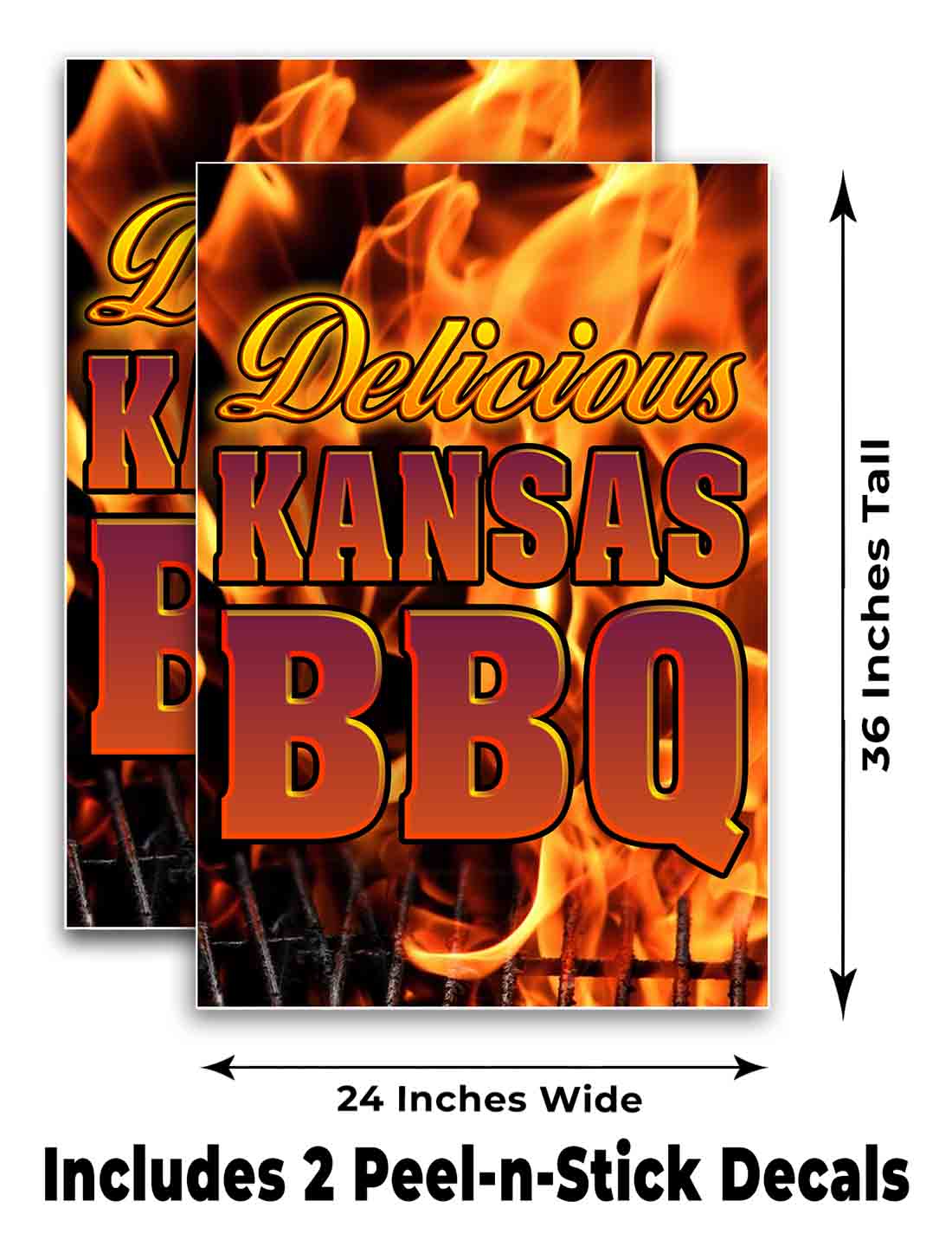 DELICIOUS KANSAS BBQ Signicade 24x36 Aframe Sidewalk Sign Banner Decal ...