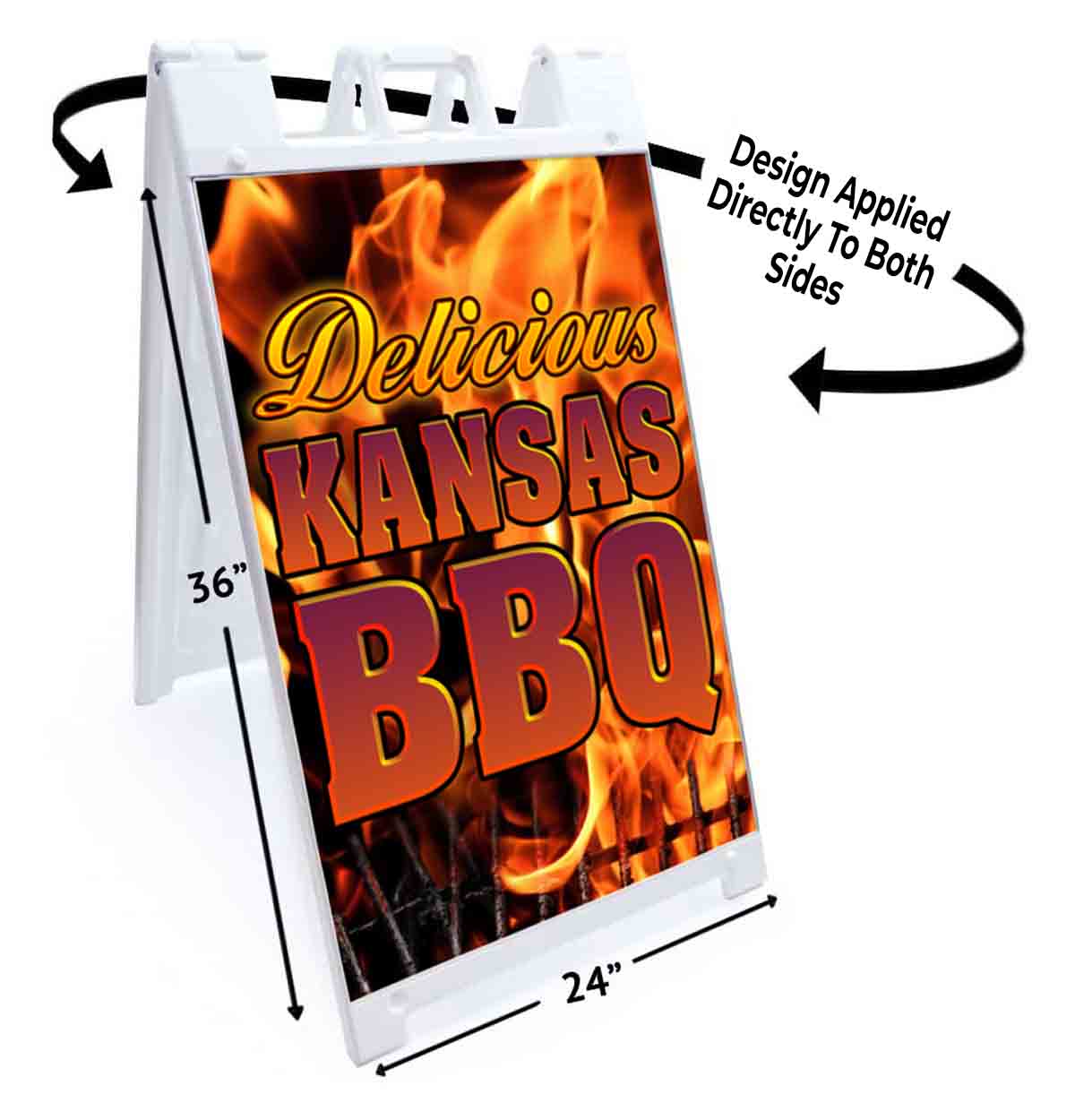 DELICIOUS KANSAS BBQ Signicade 24x36 Aframe Sidewalk Sign Banner Decal ...