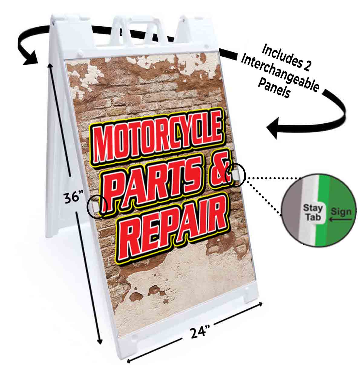 MOTORCYCLE PARTS Signicade 24x36 Aframe Sidewalk Sign Banner Decal ...