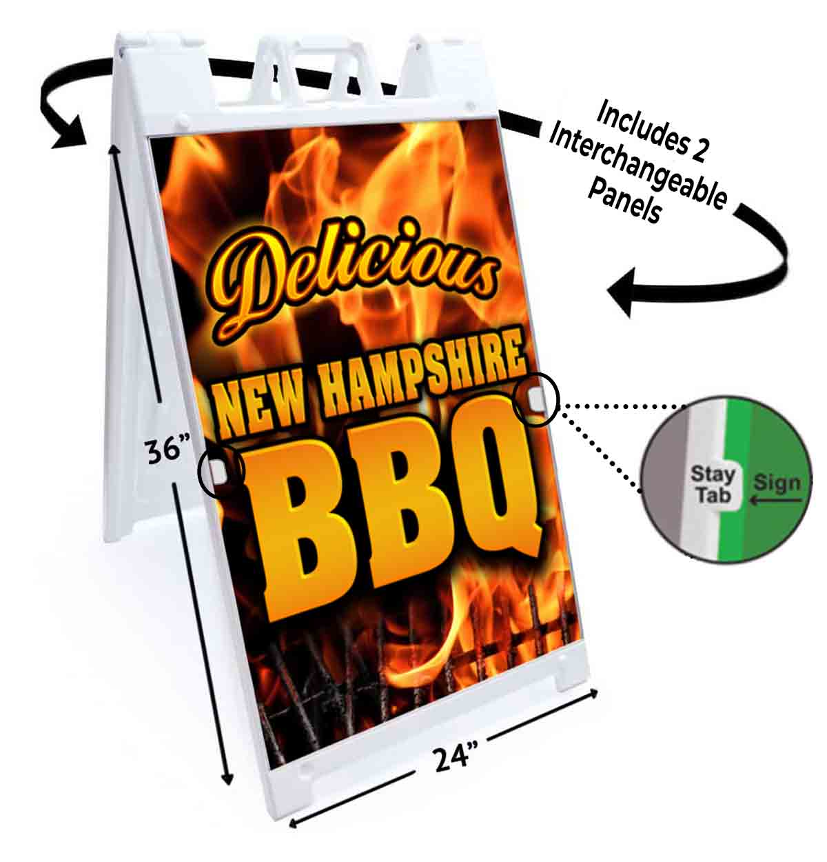 NEW HAMPSHIRE BBQ Signicade 24x36 Aframe Sidewalk Sign Banner Decal BARBEQUE | eBay