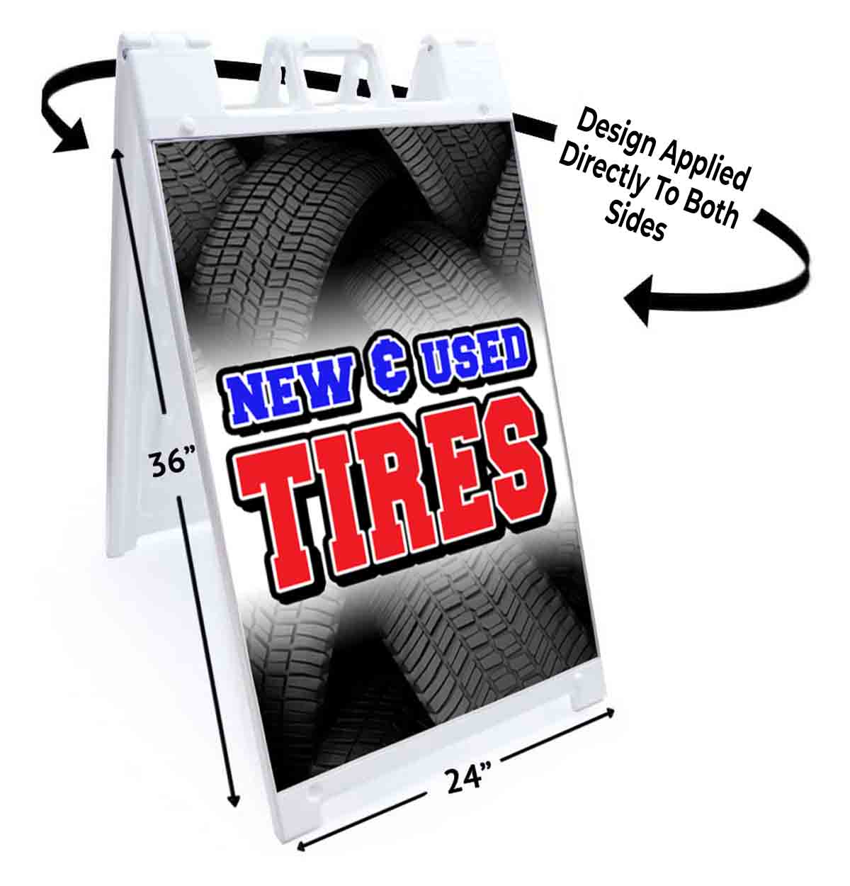 NEW AND USED TIRES Signicade 24x36 Aframe Sidewalk Sign Banner Decal ...
