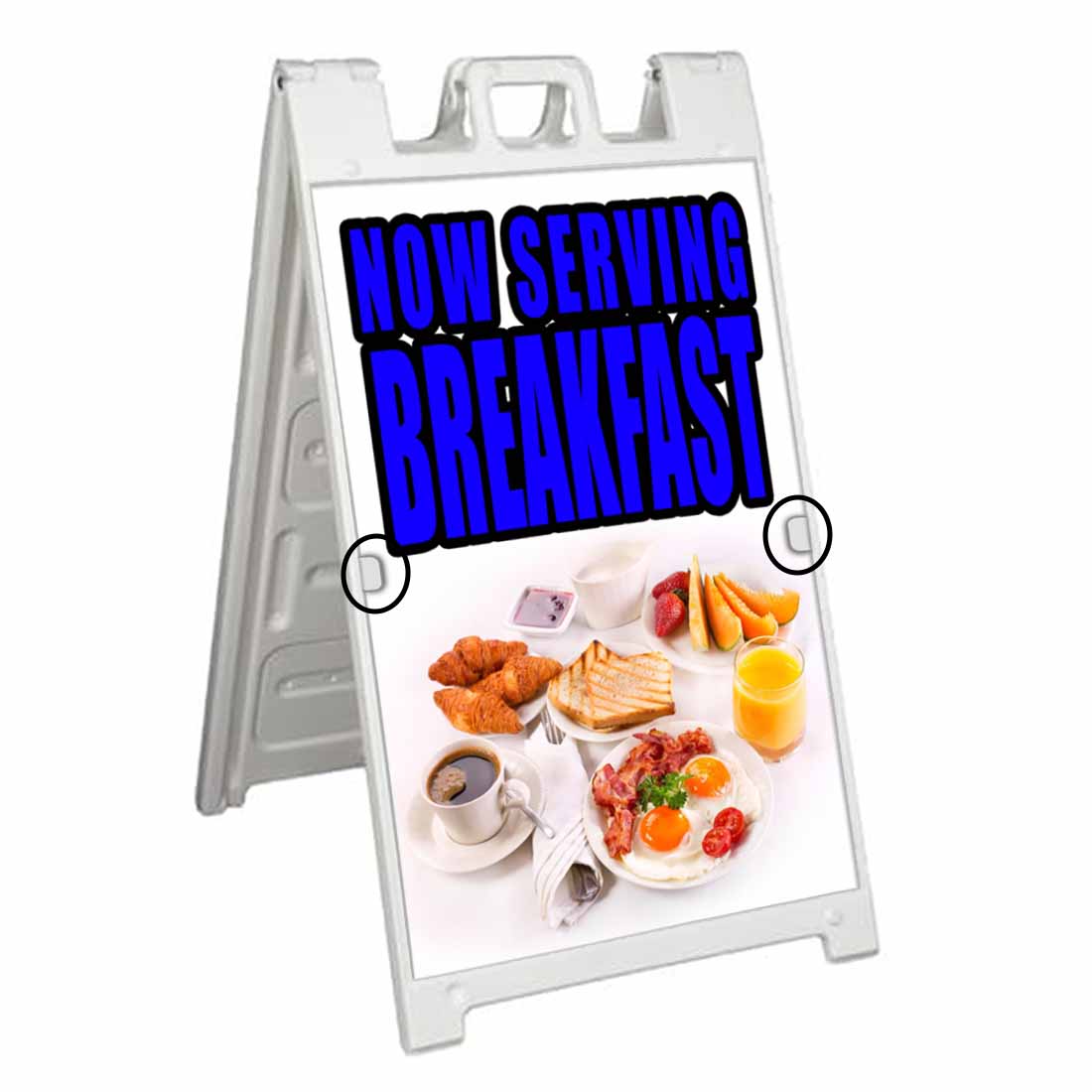 Now Serving Breakfast (24" X 36") Deluxe A-Frame Signicade, Includes 2 ...