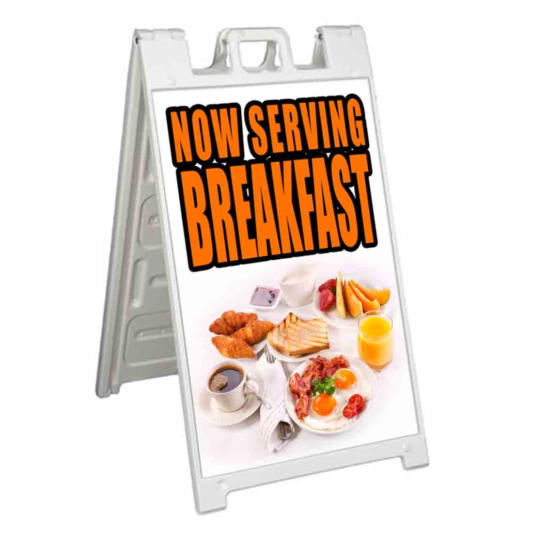 Now Serving Breakfast (24" X 36") Standard A-Frame Signicade, Includes ...
