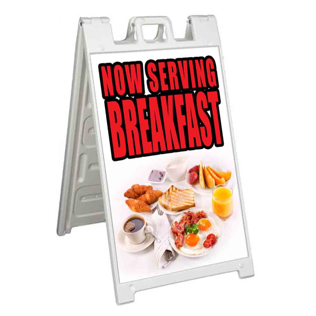 Now Serving Breakfast (24" X 36") Standard A-Frame Signicade, Includes ...