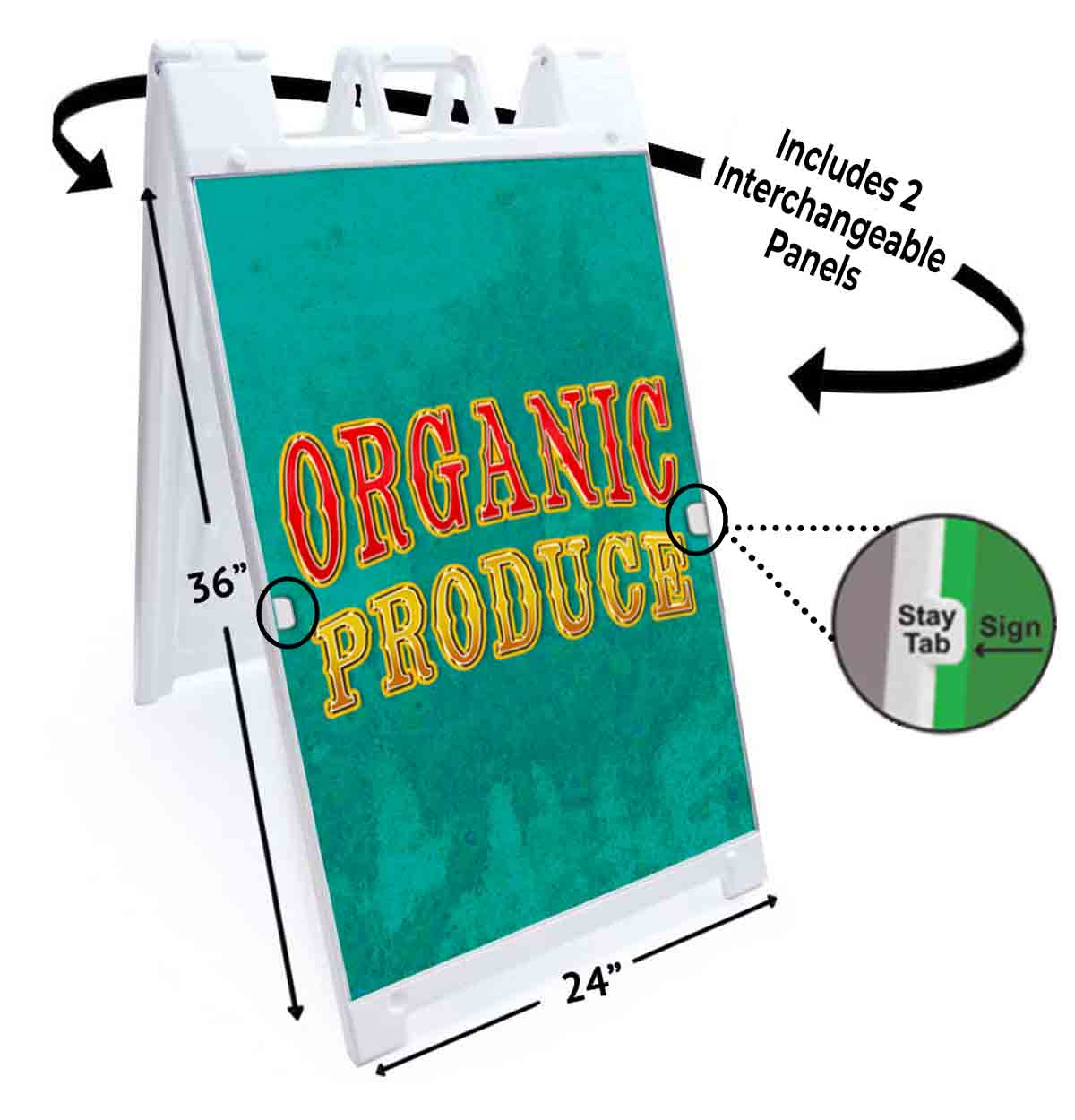 ORGANIC PRODUCE Signicade 24x36 Aframe Sidewalk Sign Banner Decal FRUIT ...