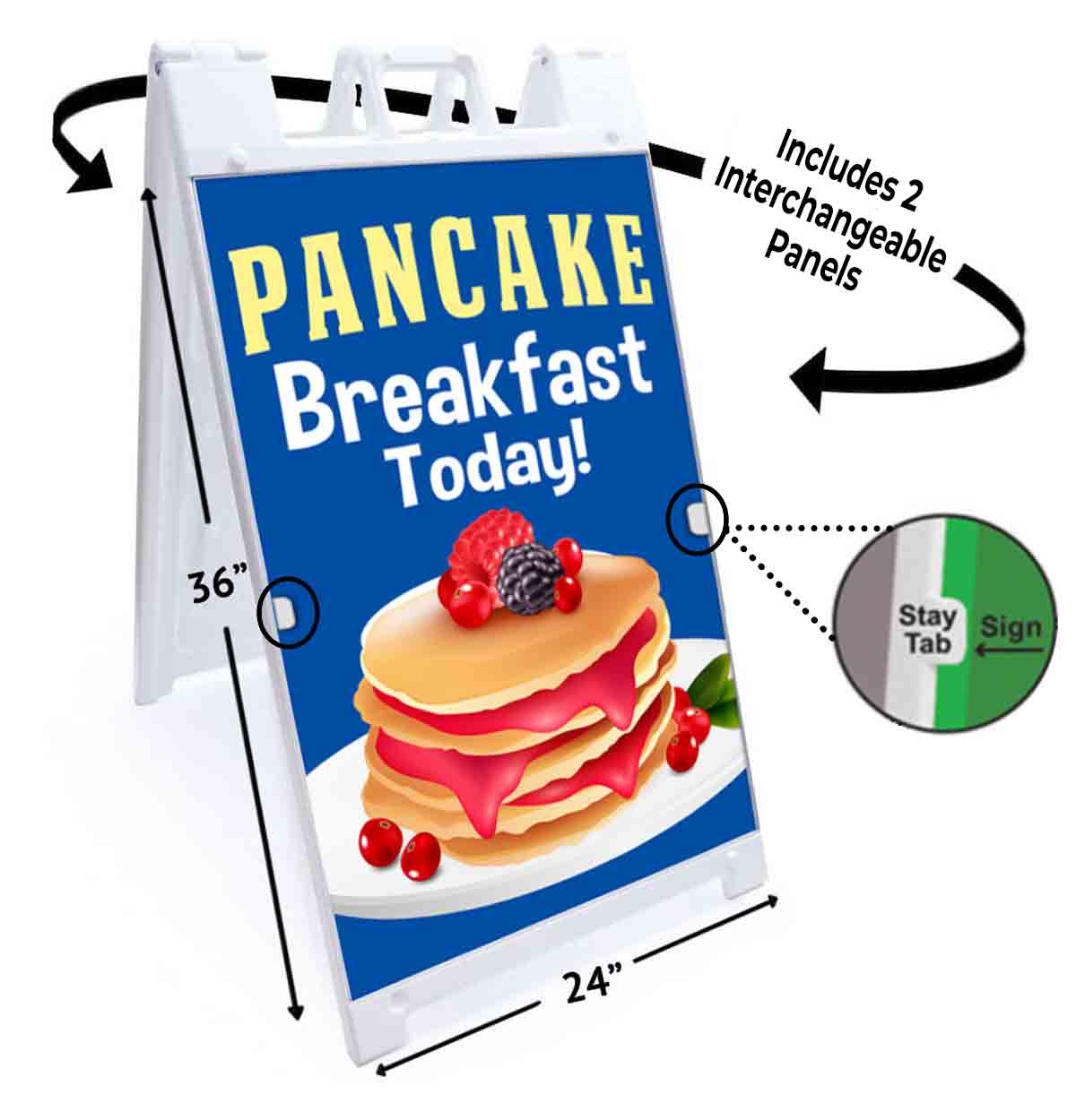 PANCAKE BREAKFAST TODAY Signicade 24x36 Aframe Sidewalk Sign Banner ...