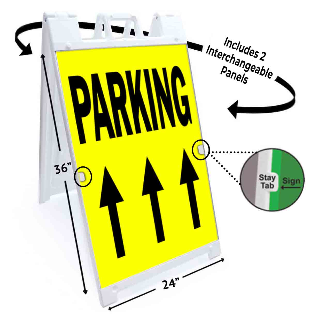 PARKING UP ARROW Signicade 24x36 Aframe Sidewalk Sign Banner Decal ...