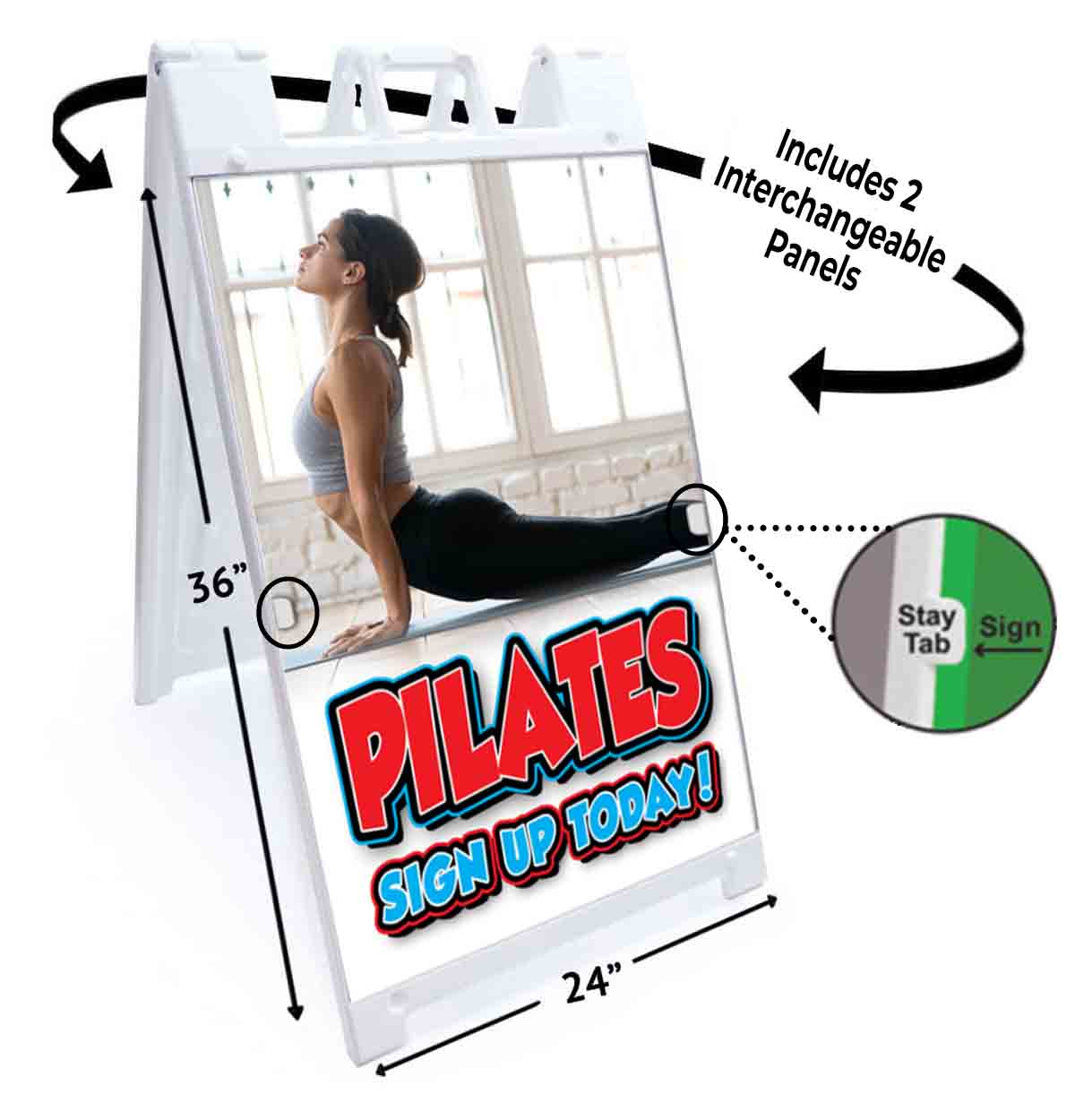 PILATES SIGN UP TODAY Signicade 24x36 Aframe Sidewalk Sign Banner Decal ...