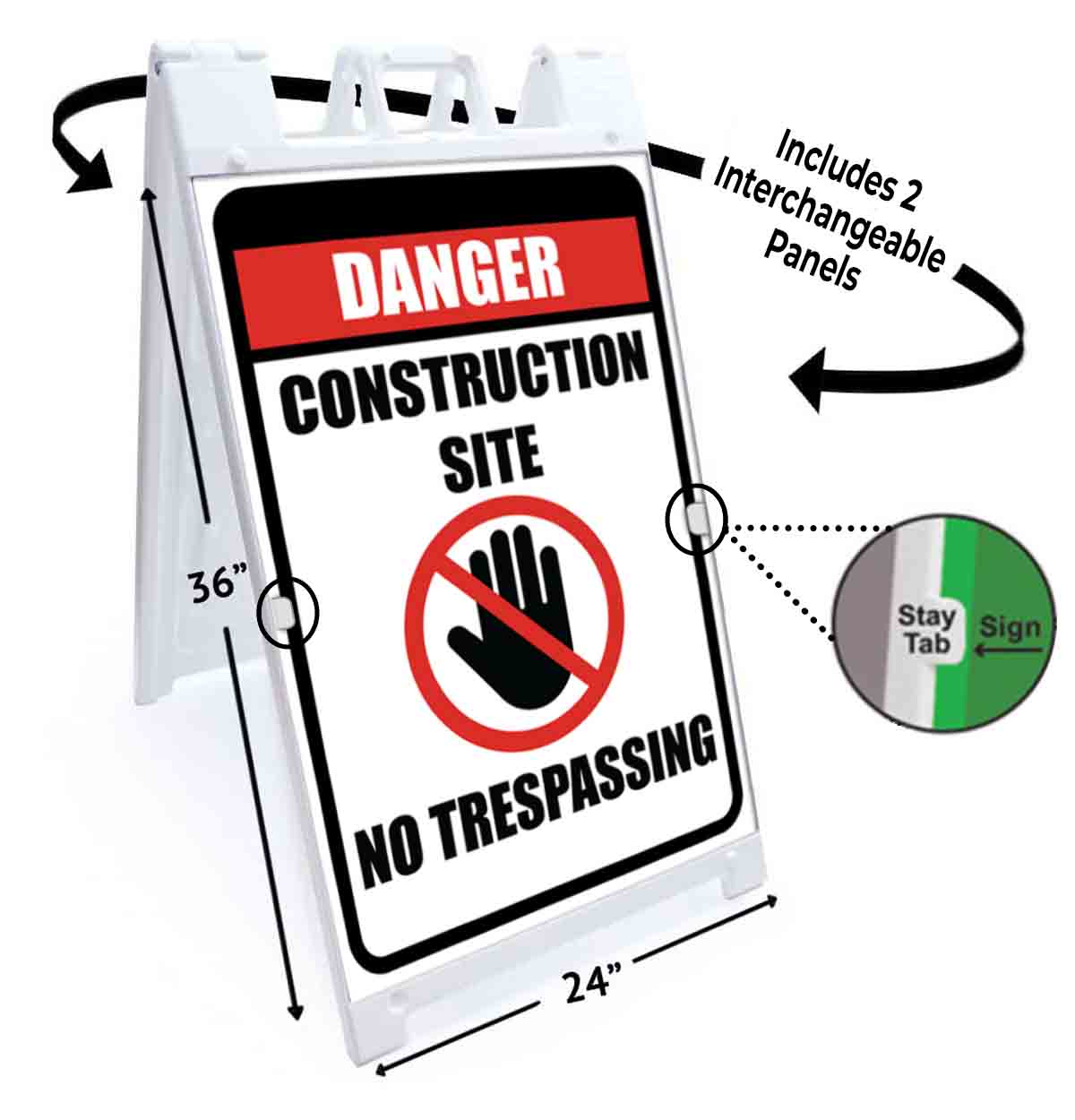 CONSTRUCTION SITE Signicade 24x36 Aframe Sidewalk Sign Banner Decal ...