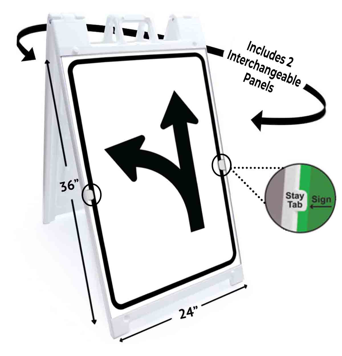 LEFT TURN OR STRAIGHT Signicade 24x36 Aframe Sidewalk Sign Banner Decal ...