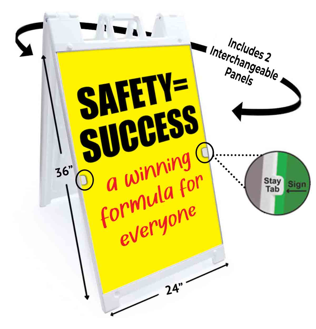 SAFETY EQUALS SUCCESS Signicade 24x36 Aframe Sidewalk Decal Sign Banner ...