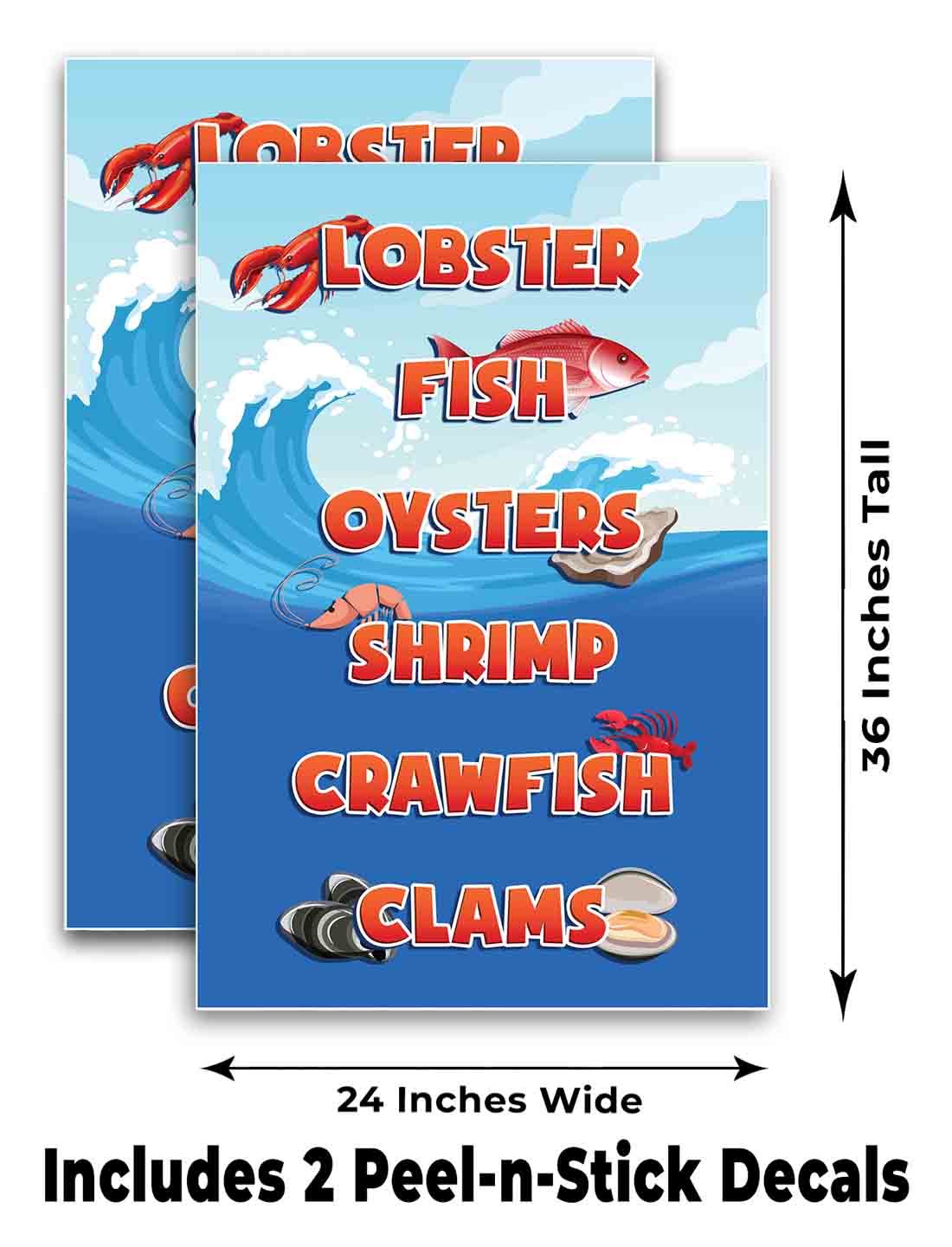 SEAFOOD MENU Signicade 24x36 Aframe Sidewalk Decal Sign Banner FOOD ...