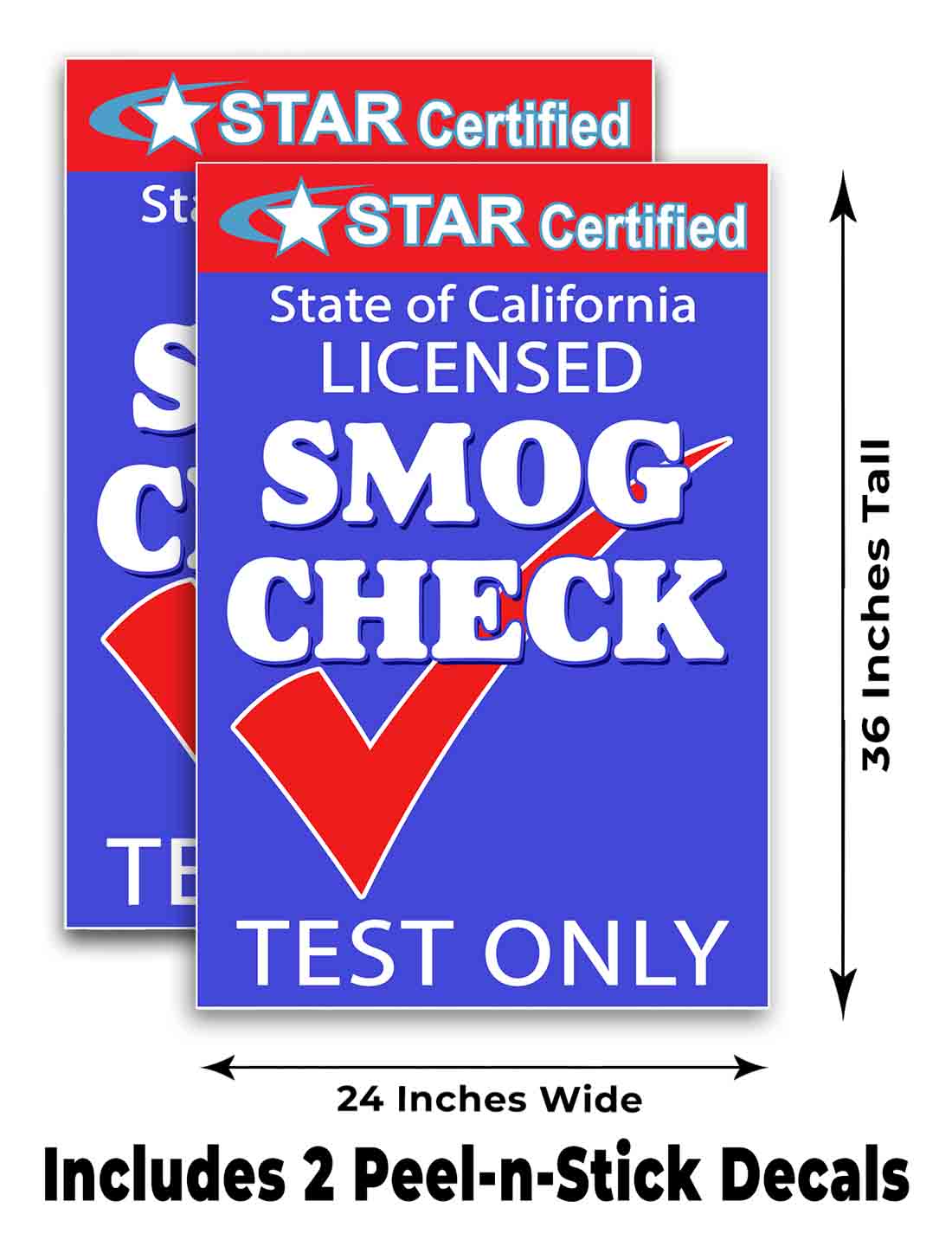 SMOG CHECK STAR CERTIFIED Signicade 24x36 Aframe Sidewalk Sign Banner ...