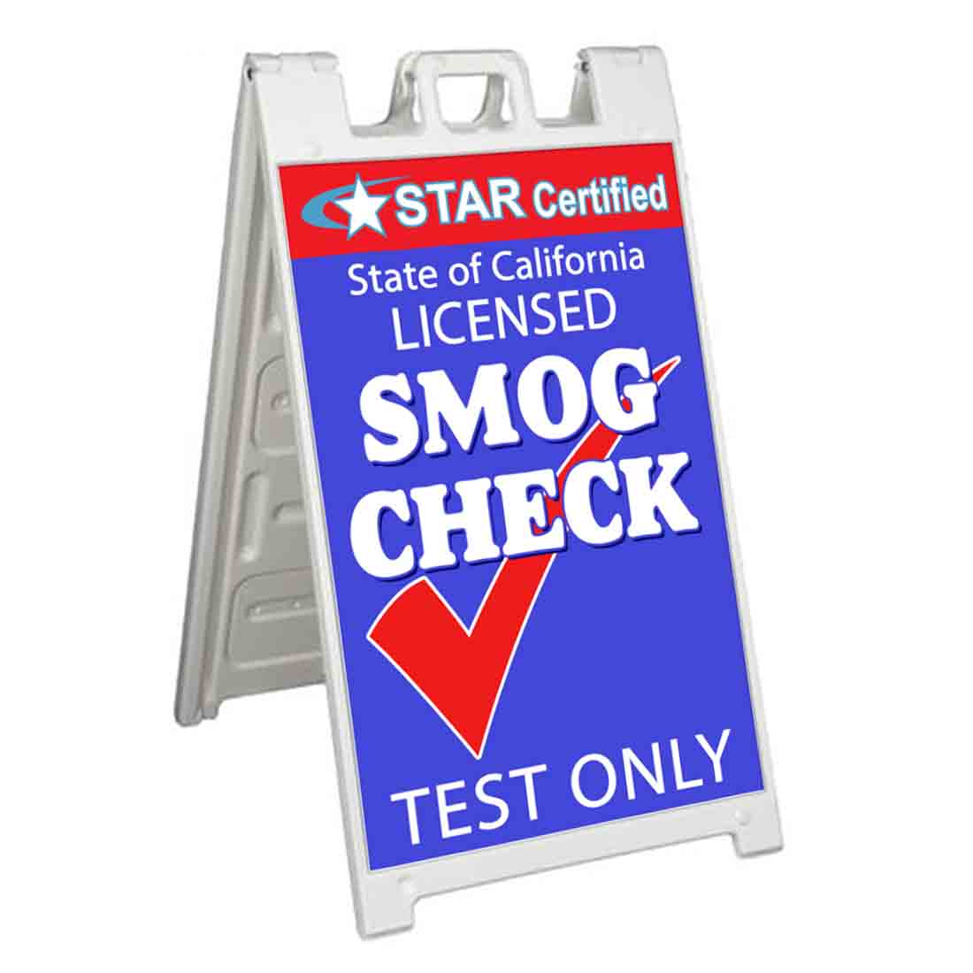 SMOG CHECK STAR CERTIFIED Signicade 24x36 Aframe Sidewalk Sign Banner ...