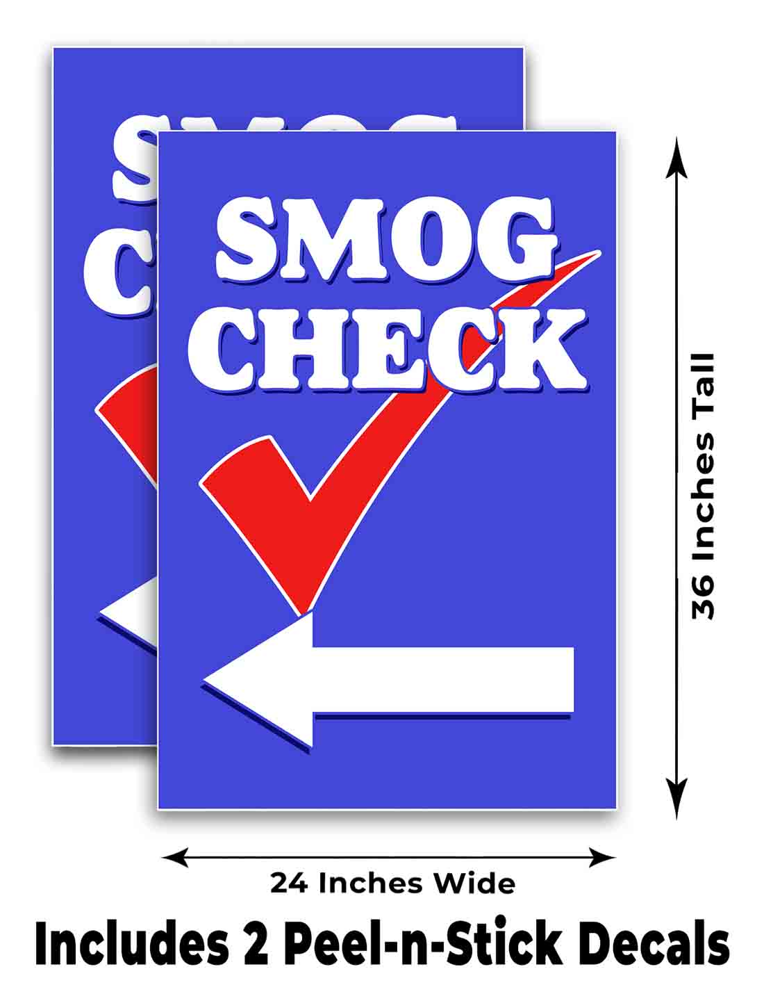 SMOG CHECK LEFT ARROW Signicade 24x36 Aframe Sidewalk Sign Banner Decal ...