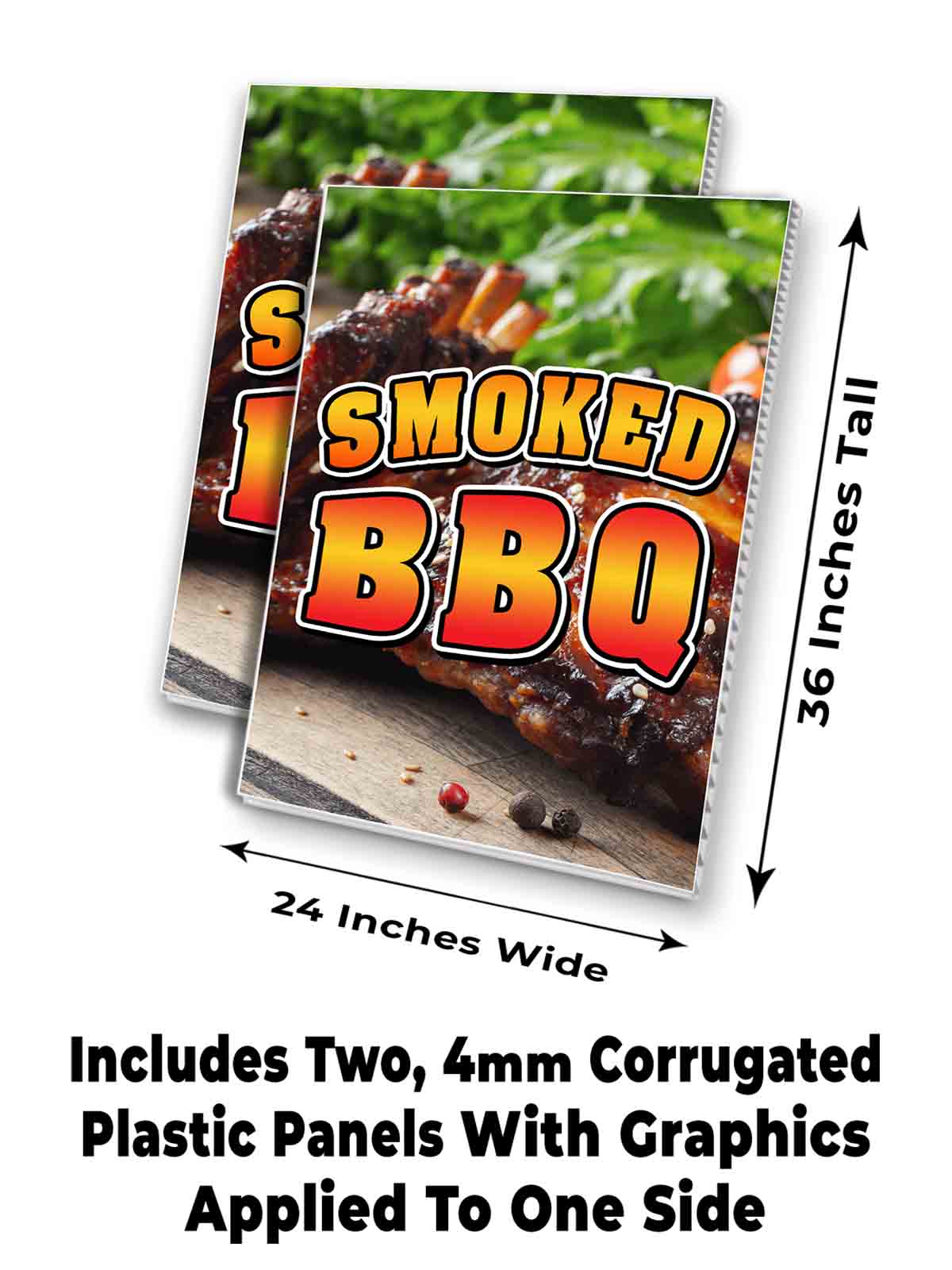 SMOKED BBQ Signicade 24x36 Aframe Sidewalk Sign Banner Decal FOOD MEAL ...