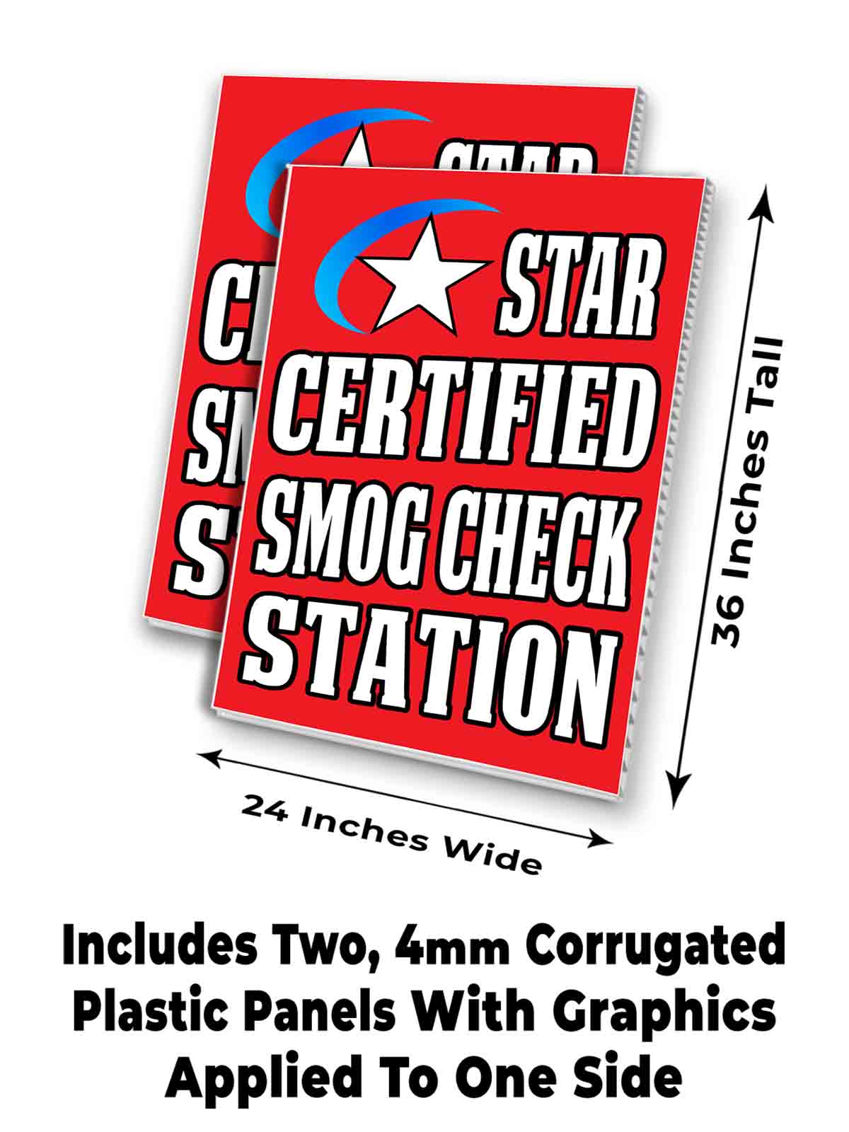 STAR CERTIFIED SMOG CHECK Signicade 24x36 Aframe Sidewalk Sign Banner ...