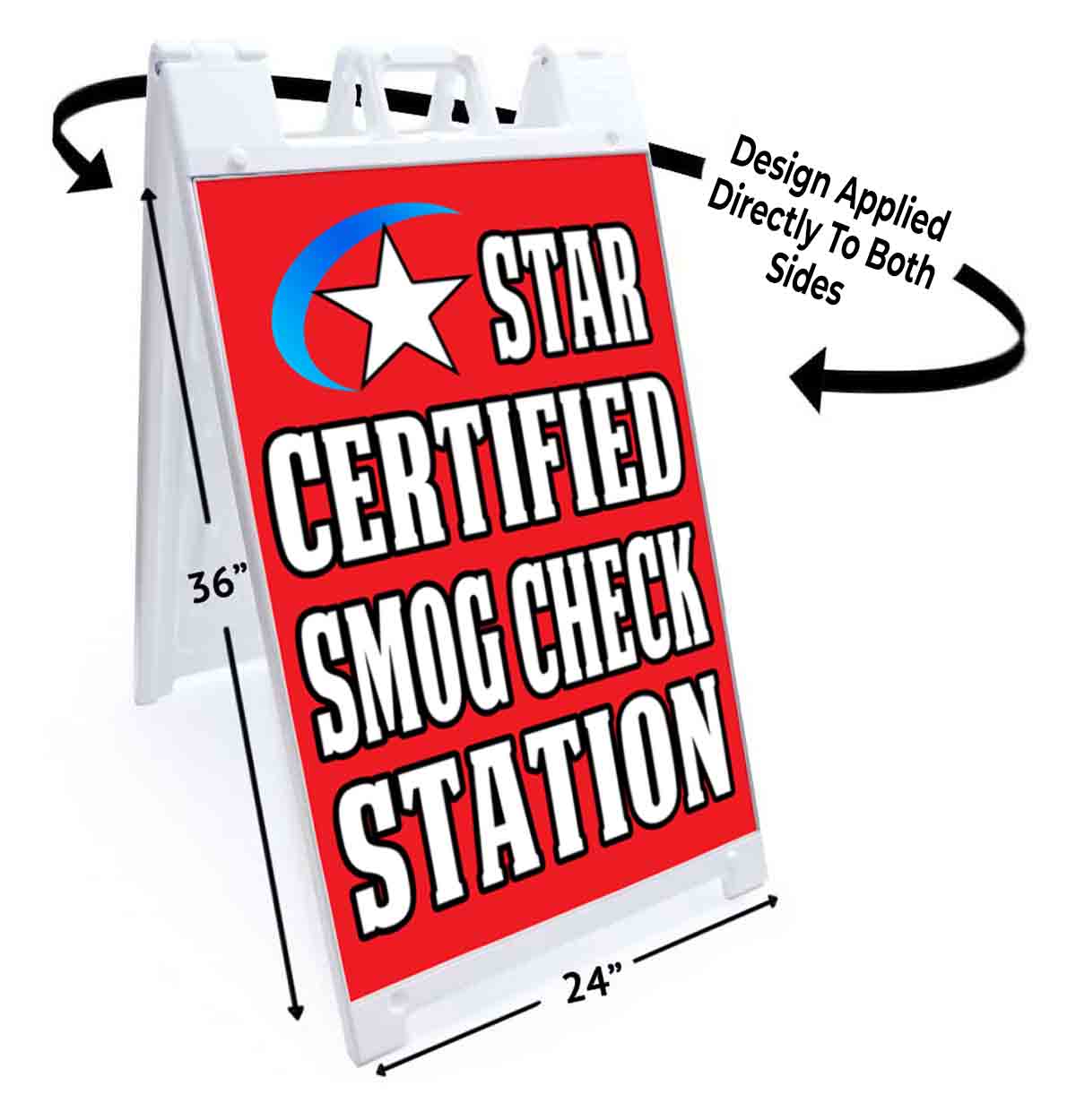 STAR CERTIFIED SMOG CHECK Signicade 24x36 Aframe Sidewalk Sign Banner ...