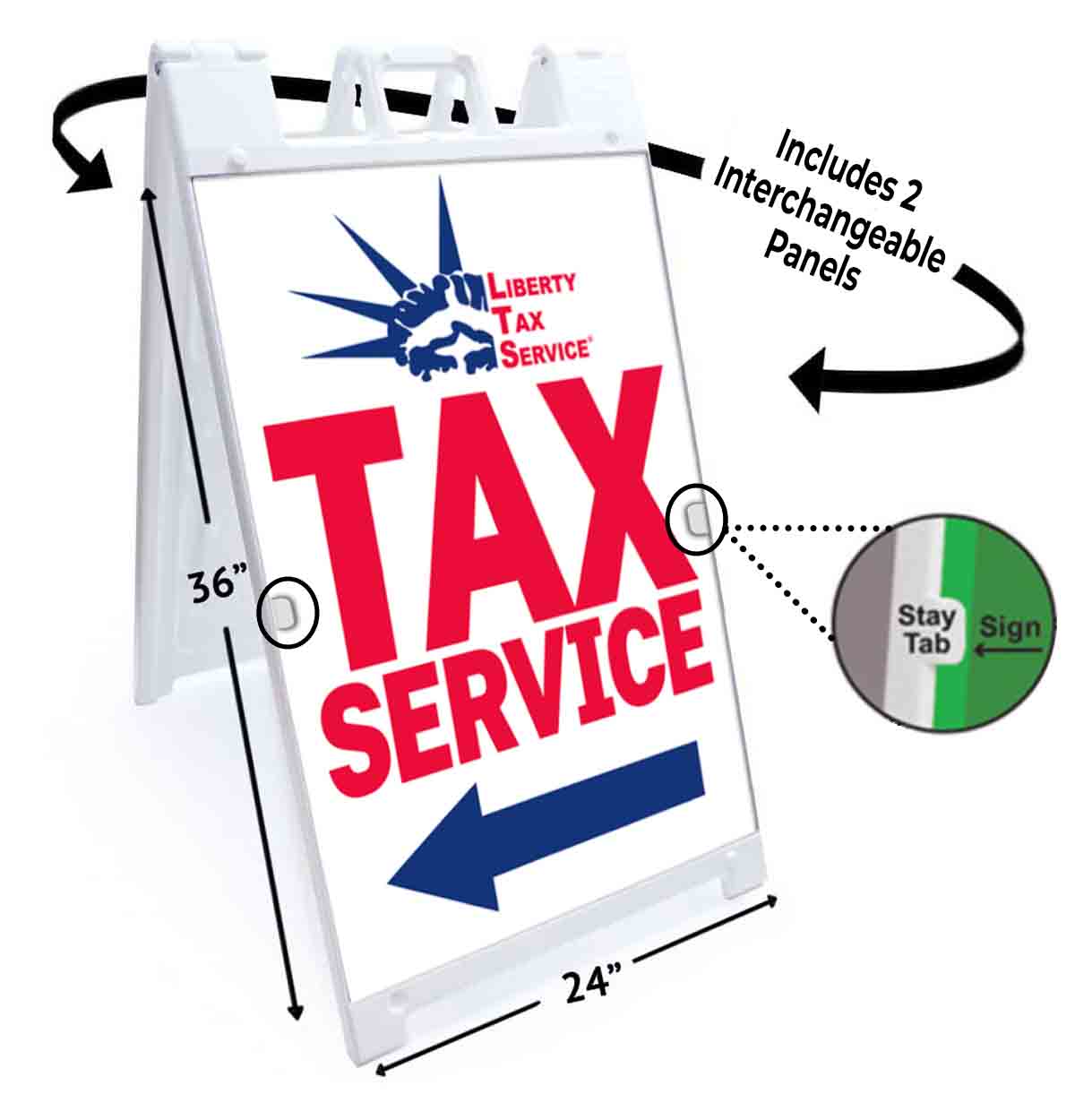 TAX SERVICE LEFT ARROW Signicade 24x36 Aframe Sidewalk Sign Banner ...