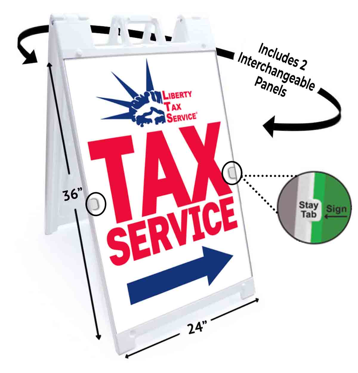 TAX SERVICE RIGHT ARROW Signicade 24x36 Aframe Sidewalk Sign Banner ...