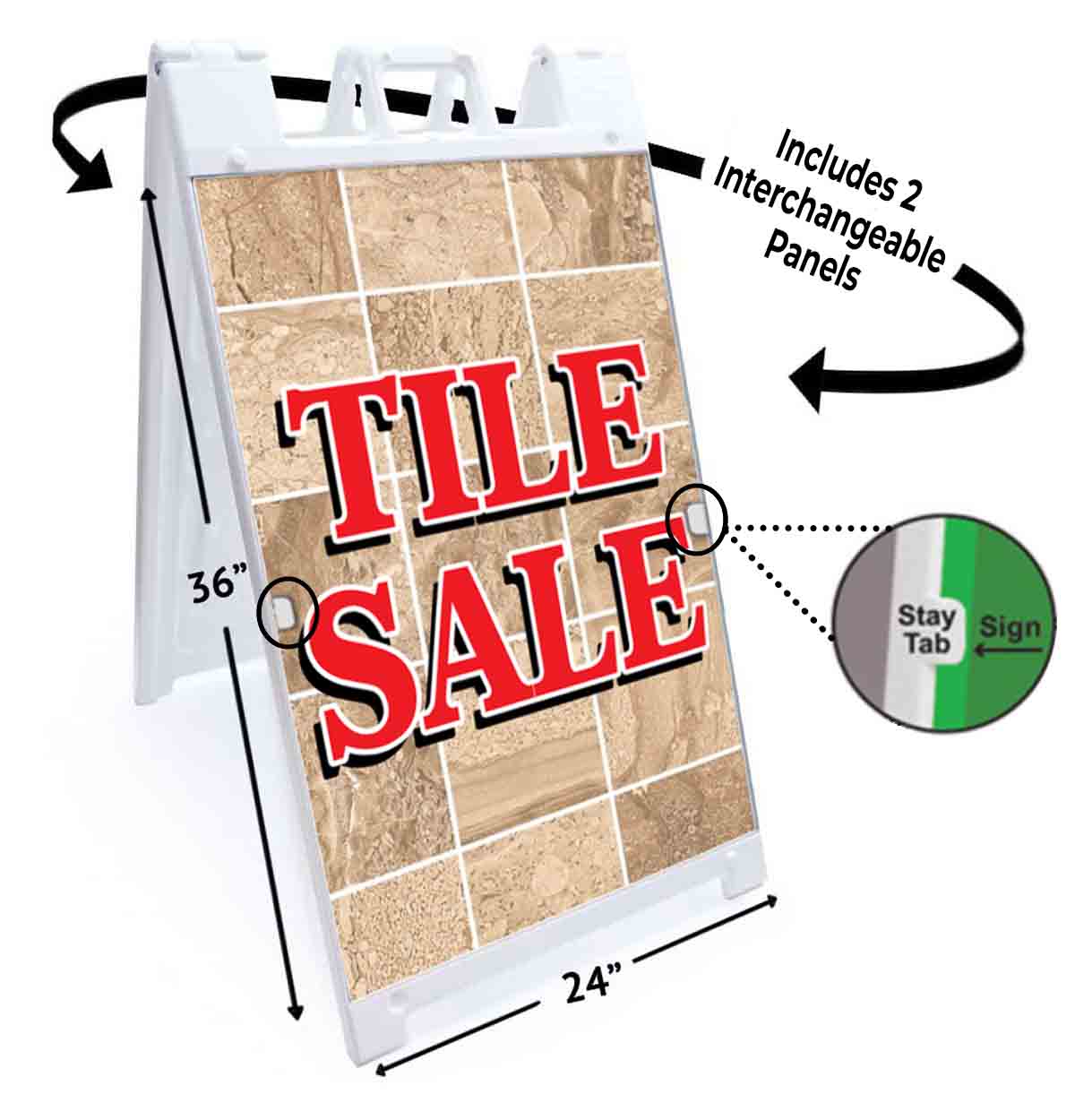 TILE SALE Signicade 24x36 Aframe Sidewalk Decal Sign Banner FLOORING | eBay