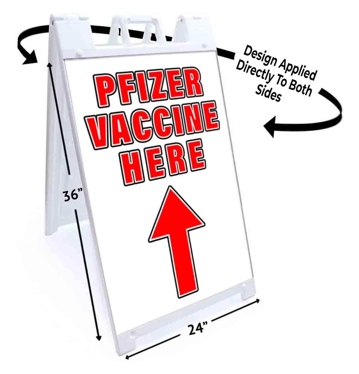VACCINE HERE PFIZER UP Signicade 24x36 Aframe Sidewalk Decal Sign ...
