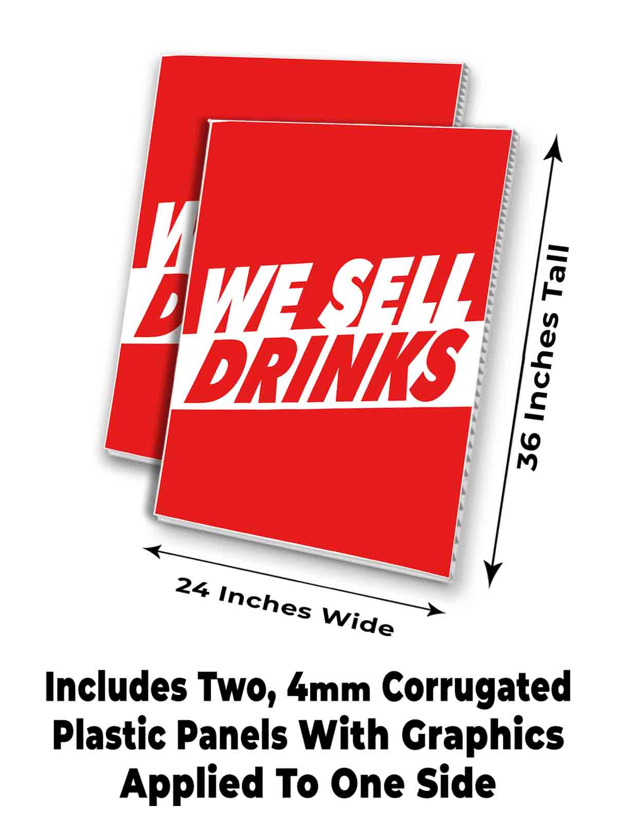 WE SELL DRINKS Signicade 24x36 Aframe Sidewalk Sign Banner Decal FOOD ...
