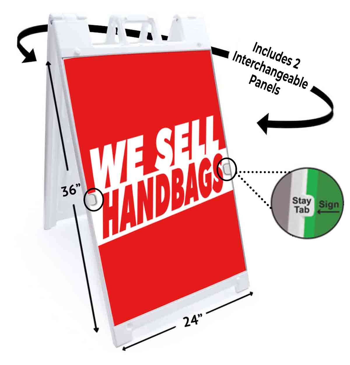 WE SELL HANDBAGS Signicade 24x36 Aframe Sidewalk Sign Banner Decal ...