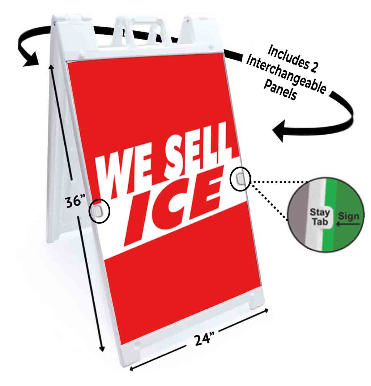 WE SELL ICE Signicade 24x36 Aframe Sidewalk Sign Banner Decal FROZEN | eBay
