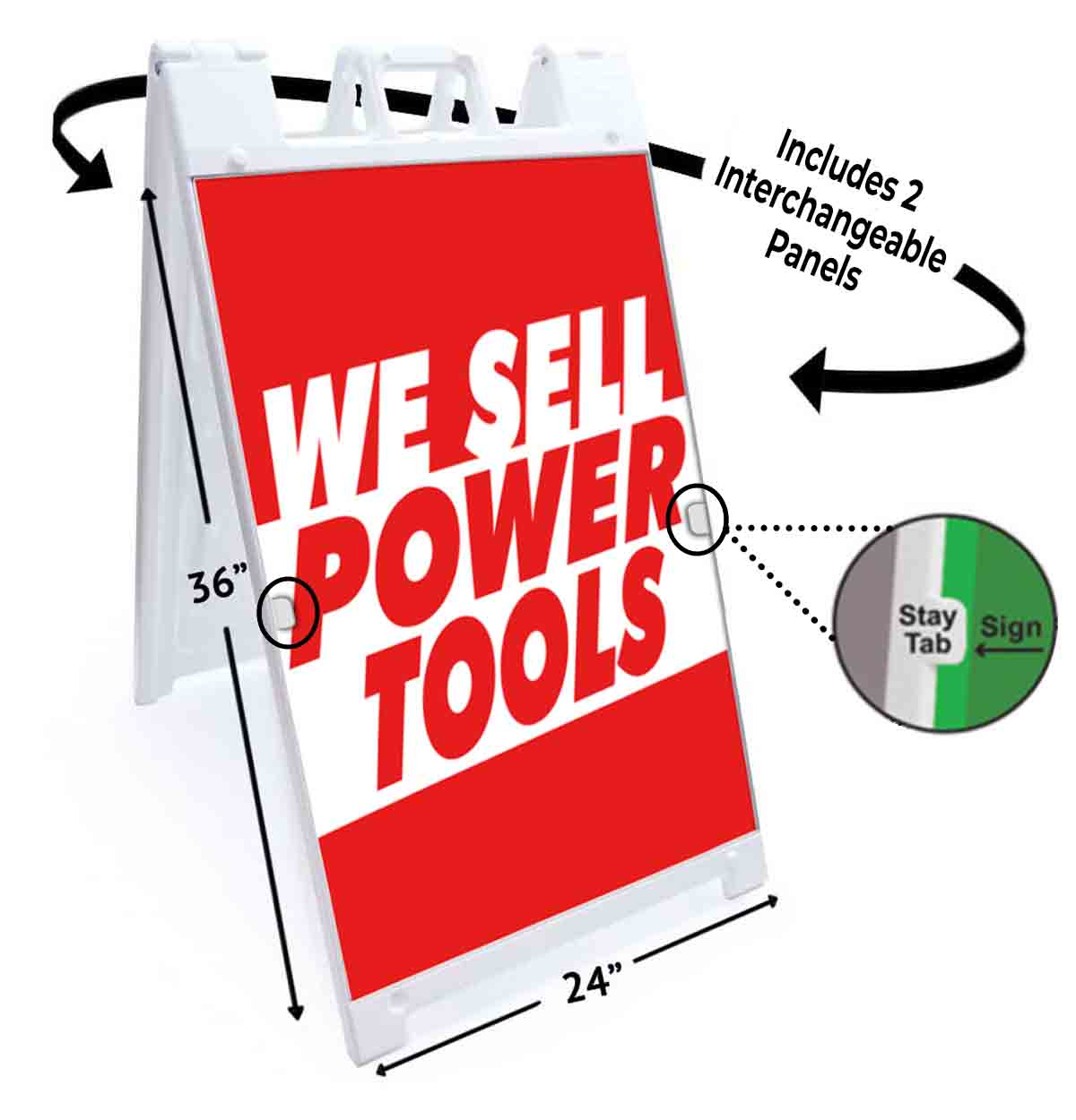 WE SELL POWER TOOLS Signicade 24x36 Aframe Sidewalk Sign Banner Decal ...