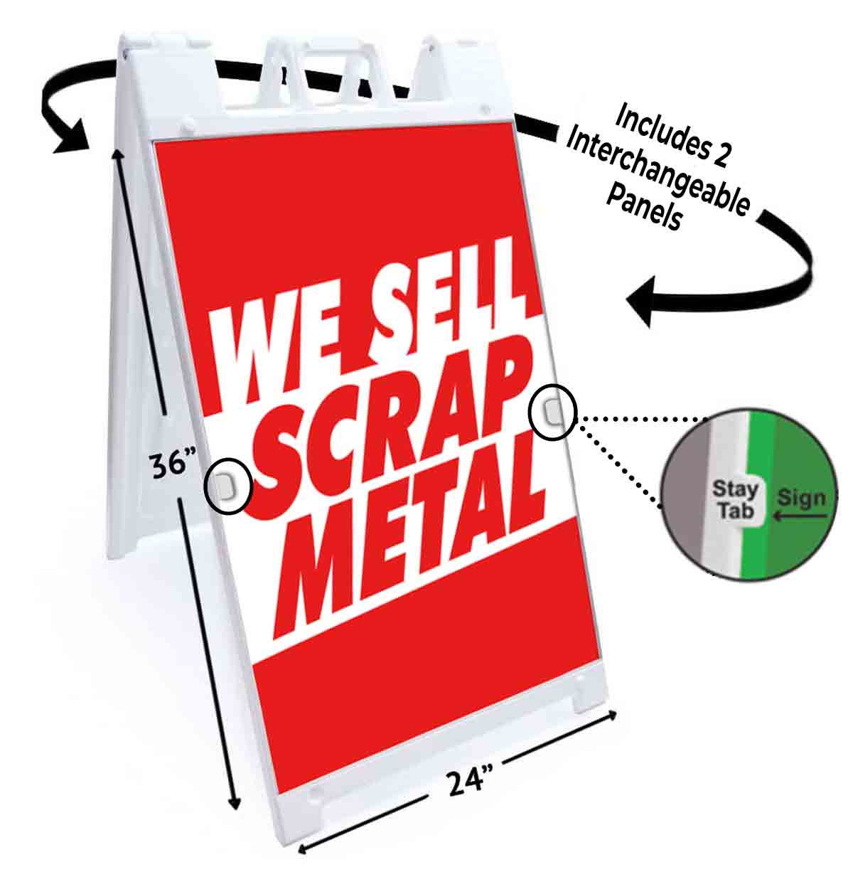 WE SELL SCRAP METAL Signicade 24x36 Aframe Sidewalk Sign Banner Decal ...