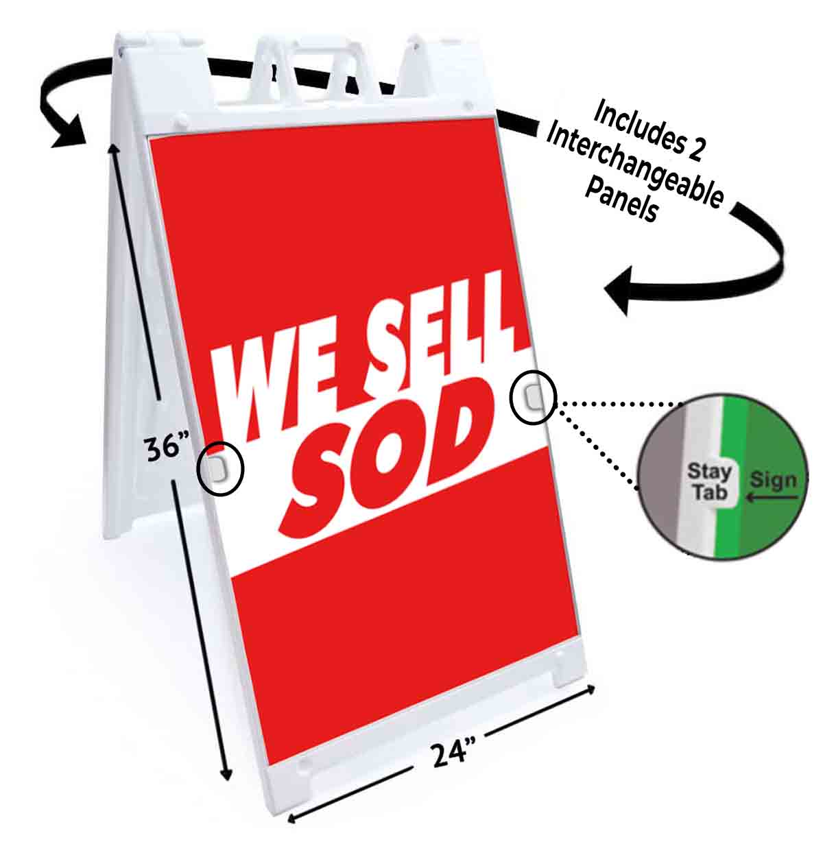 WE SELL SOD Signicade 24x36 Aframe Sidewalk Sign Banner Decal SOIL DIRT ...