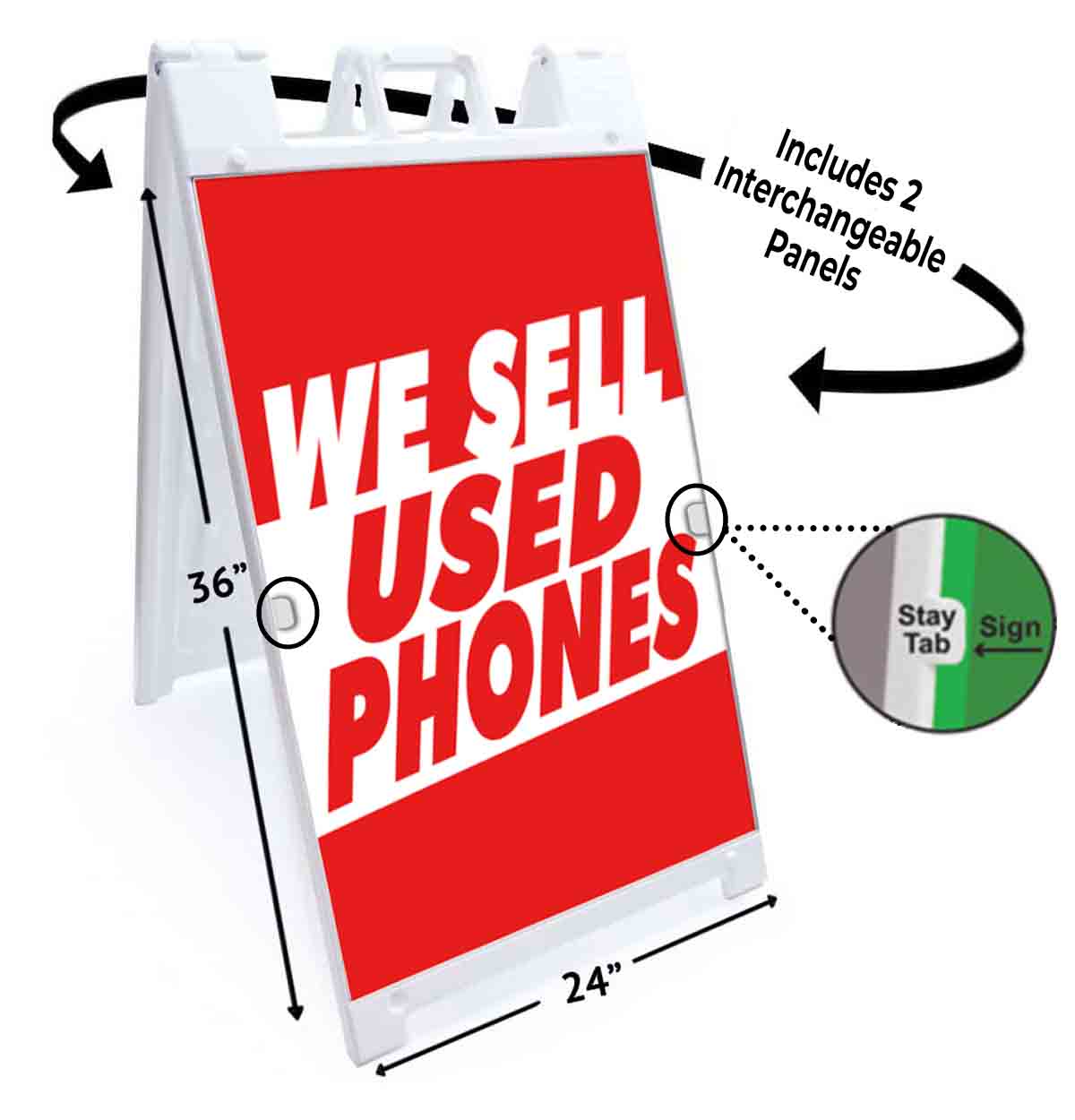 WE SELL USED PHONES Signicade 24x36 Aframe Sidewalk Sign Banner Decal ...