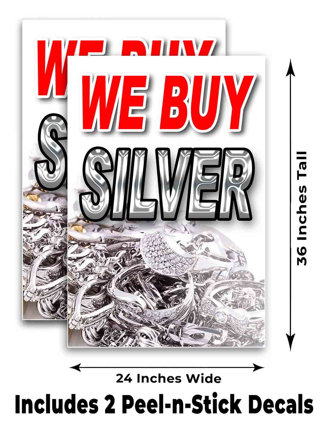 WE BUY SILVER Signicade 24x36 Aframe Sidewalk Sign Banner Decal PAWN ...