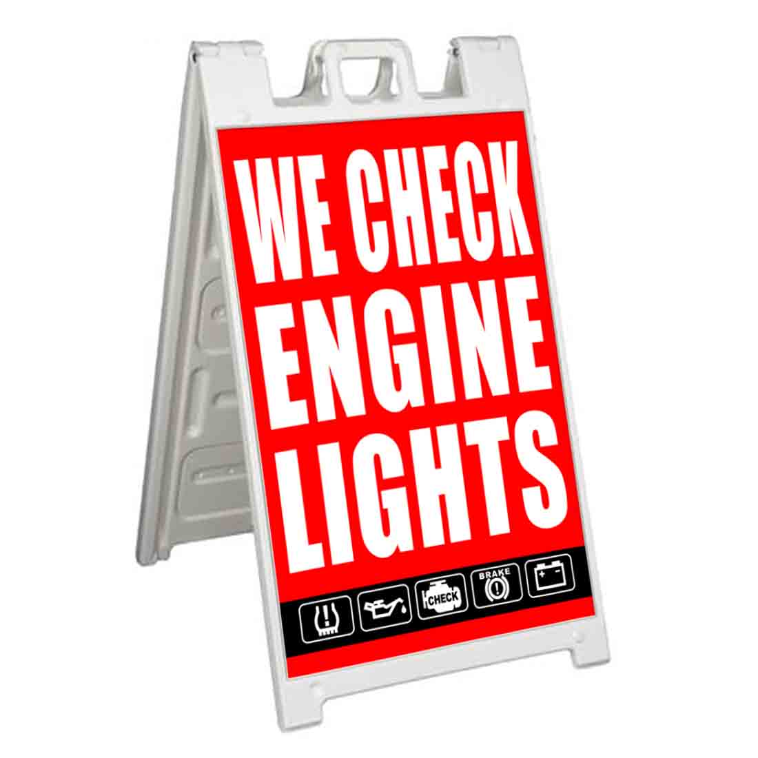 WE CHECK ENGINE LIGHTS Signicade 24x36 Aframe Sidewalk Sign Banner ...