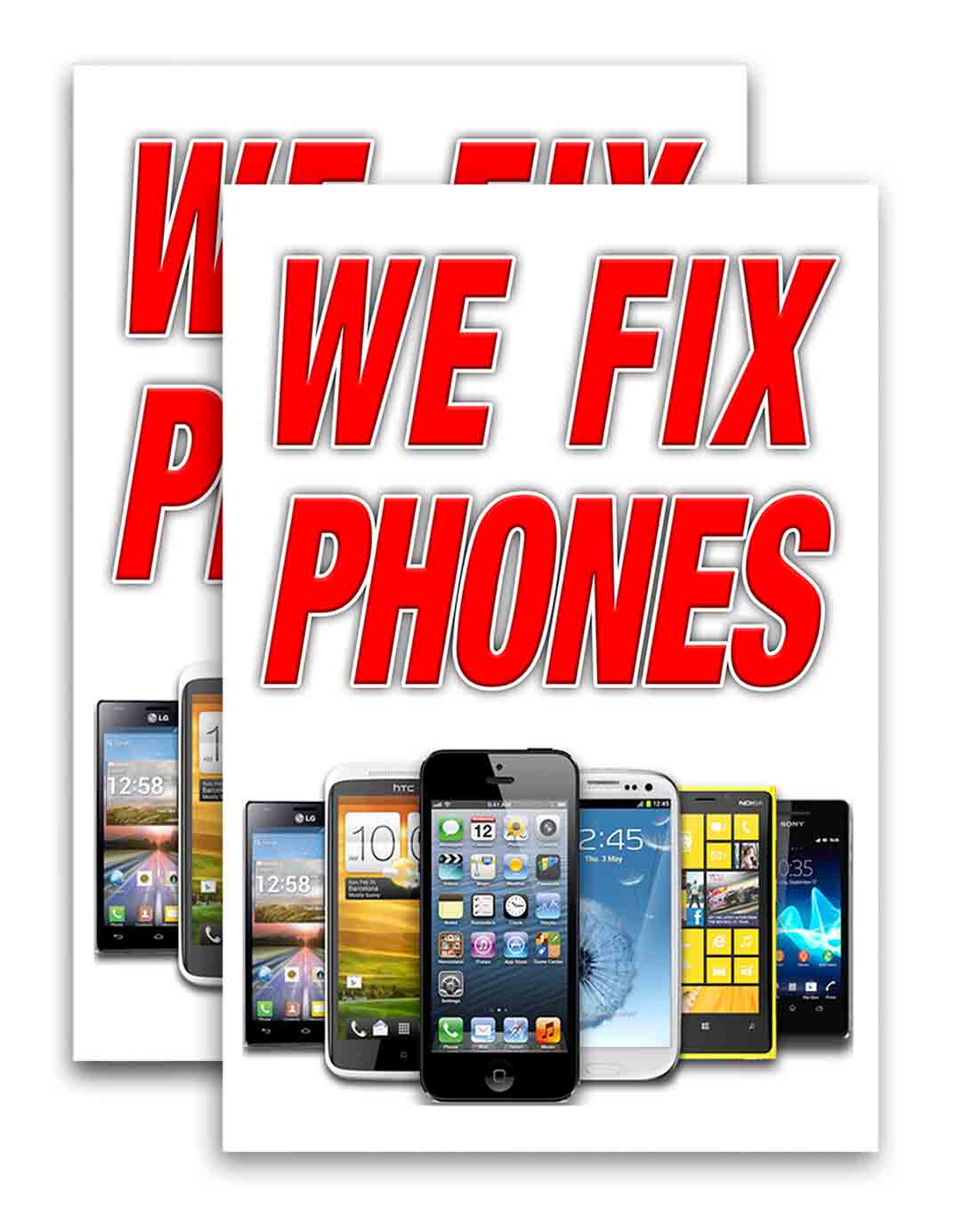 We Fix Phones (24" X 36") Vinyl Decal Only (Pack of 2) |Sign|Sticker ...