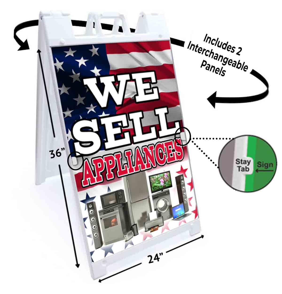 WE SELL APPLIANCES Signicade 24x36 Aframe Sidewalk Decal Sign Banner ...