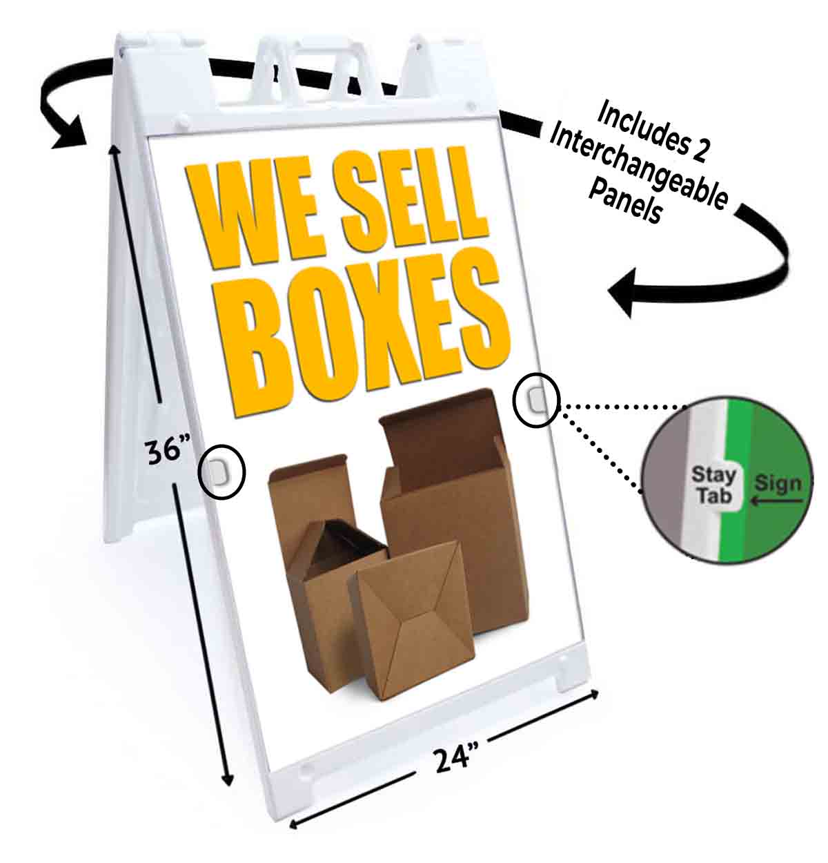 WE SELL BOXES ORANGE Signicade 24x36 Aframe Sidewalk Sign Banner Decal ...