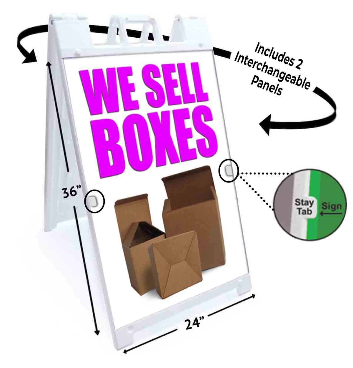 WE SELL BOXES ORANGE Signicade 24x36 Aframe Sidewalk Sign Banner Decal ...